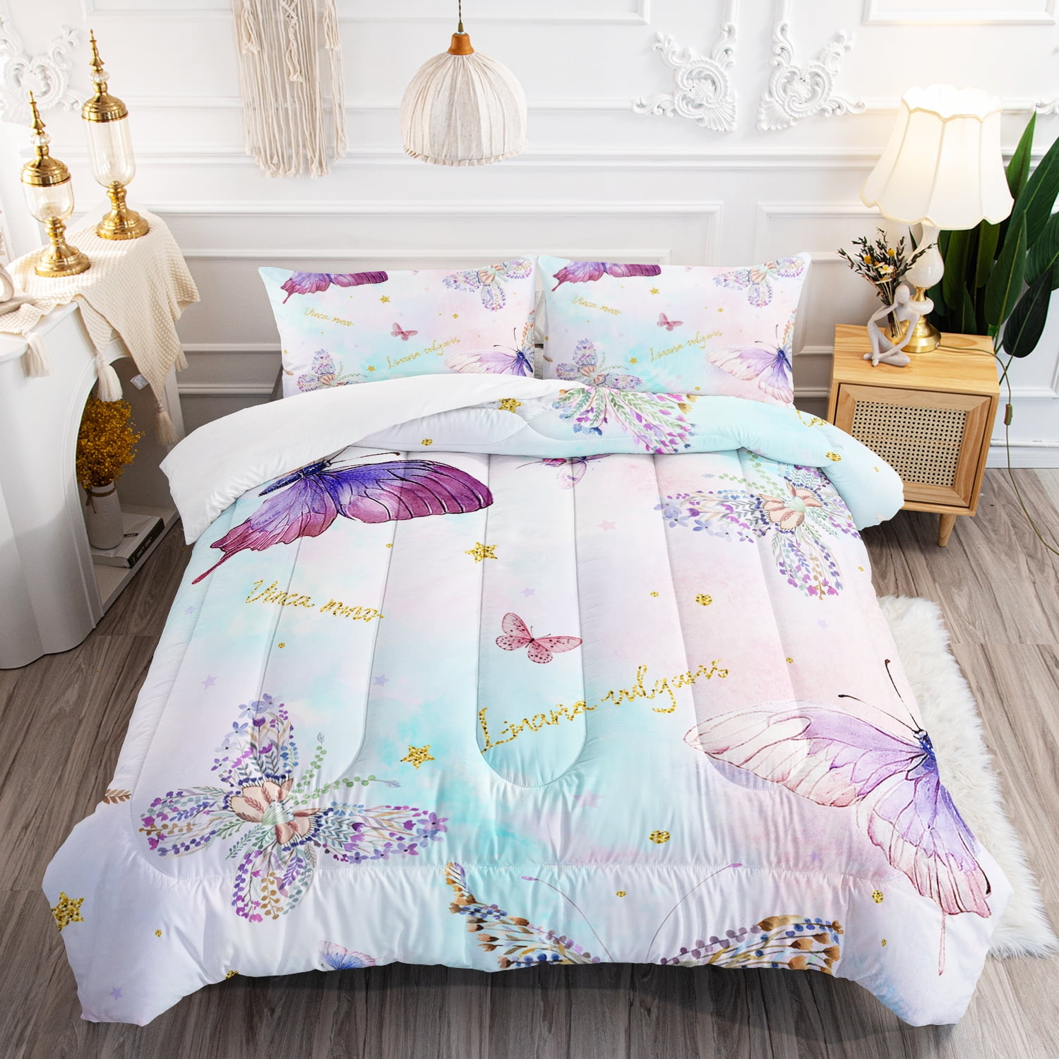Hosima 3-piece 3D Digital Printed Duvet Cover, Unique Butterfly Pattern ...