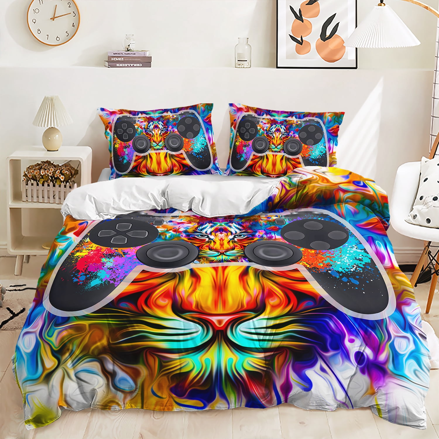 Hosima 3-piece 3D Digital Printing Quilt Cover Full-size Colorful Game ...