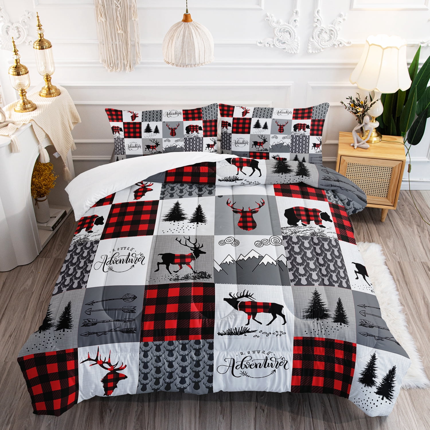 Hosima Three Piece Christmas Themed Printed Comforter Fine Fiber Soft ...