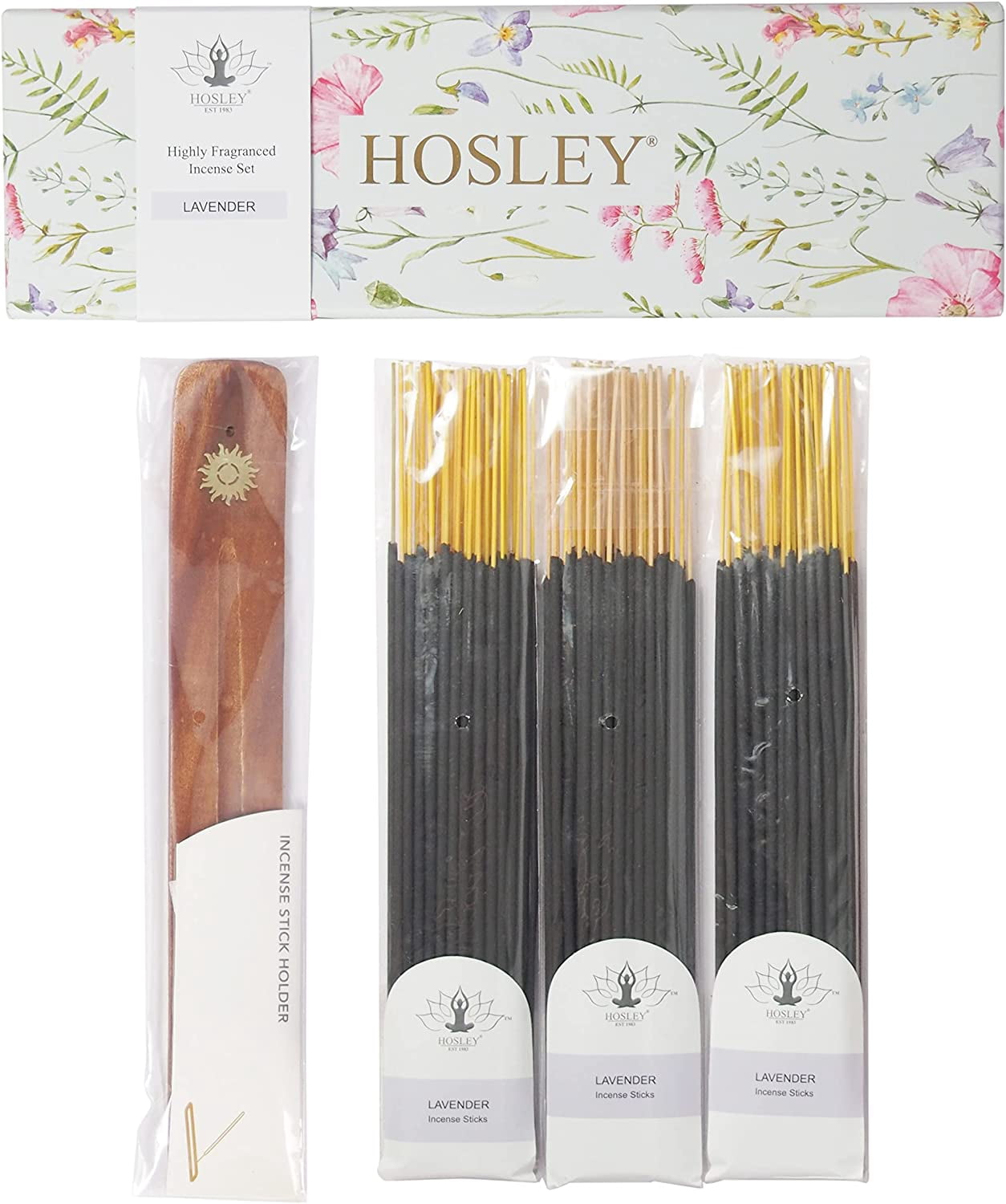 HOSLEY 120 Lavender Incense Sticks, 12 Inch Long Holder, Essential Oils ...