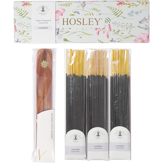HOSLEY 120 Lavender Incense Sticks, 12 Inch Long Holder, Essential Oils ...