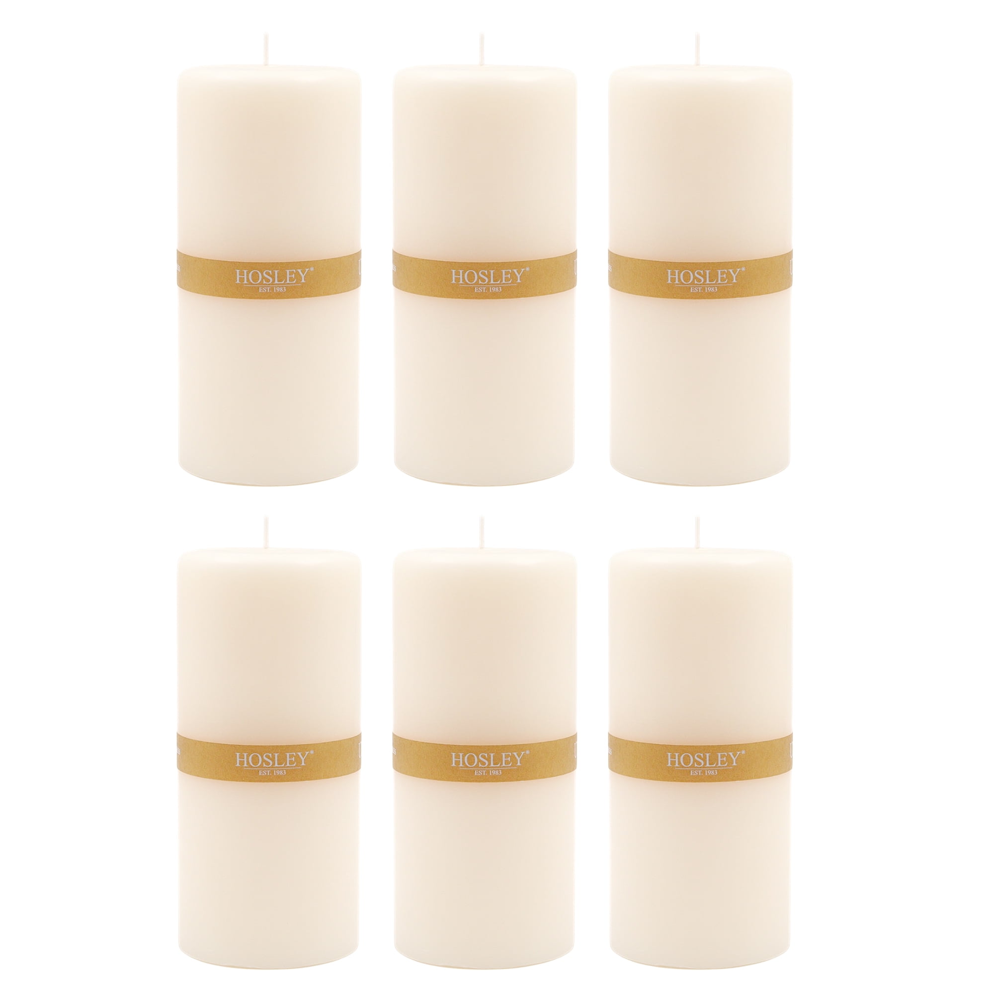 Hosley 6IN High Pillar Candles, Set of 6. Ivory, Unscented. Bulk Buy ...