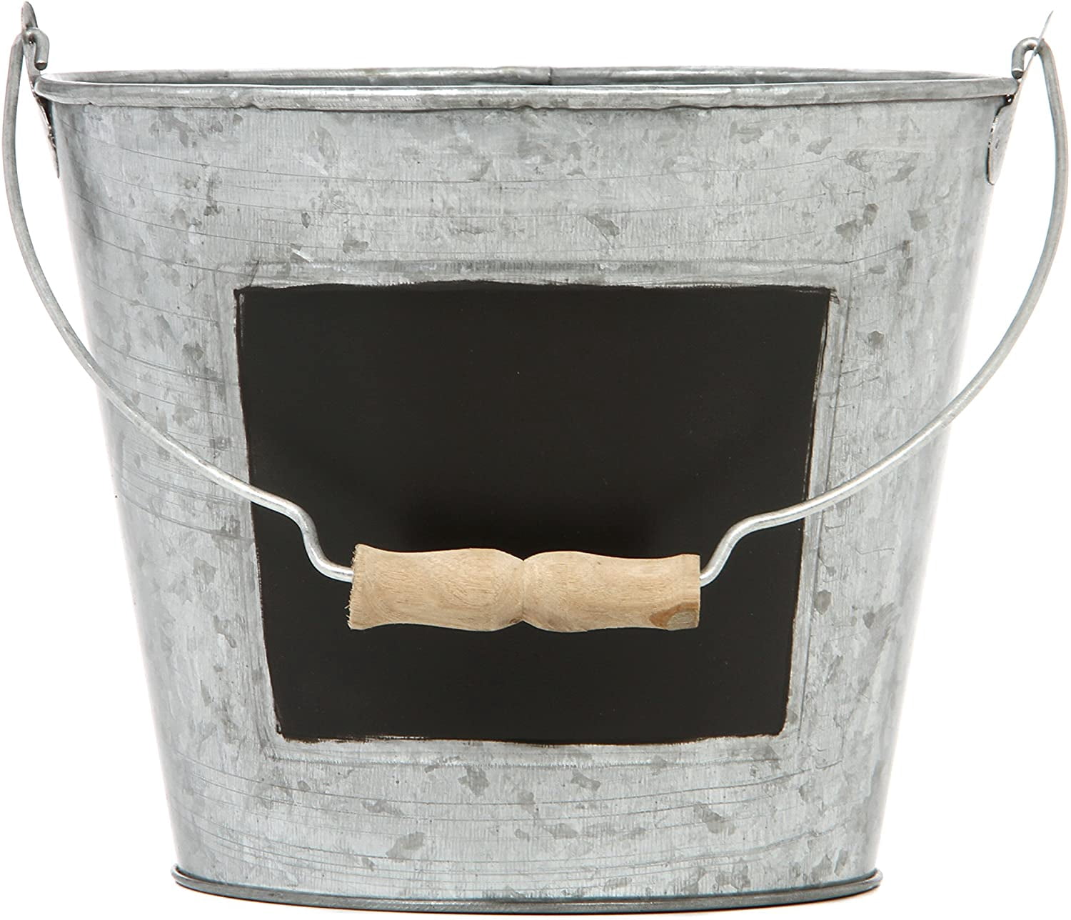 Hosley 7.5 Inch Diameter Set of 6 Gray Metal Pail With Chalkboard ...