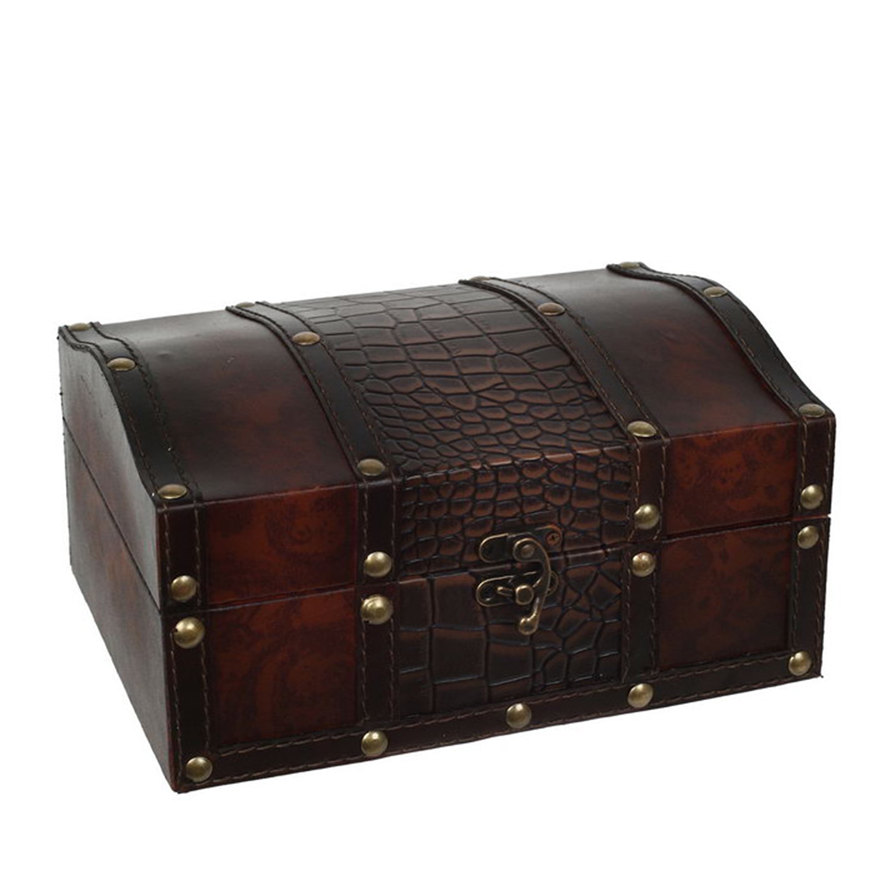 Hosley 9" Decorative Wooden Storage Box with Leather Clasp – Rustic ...
