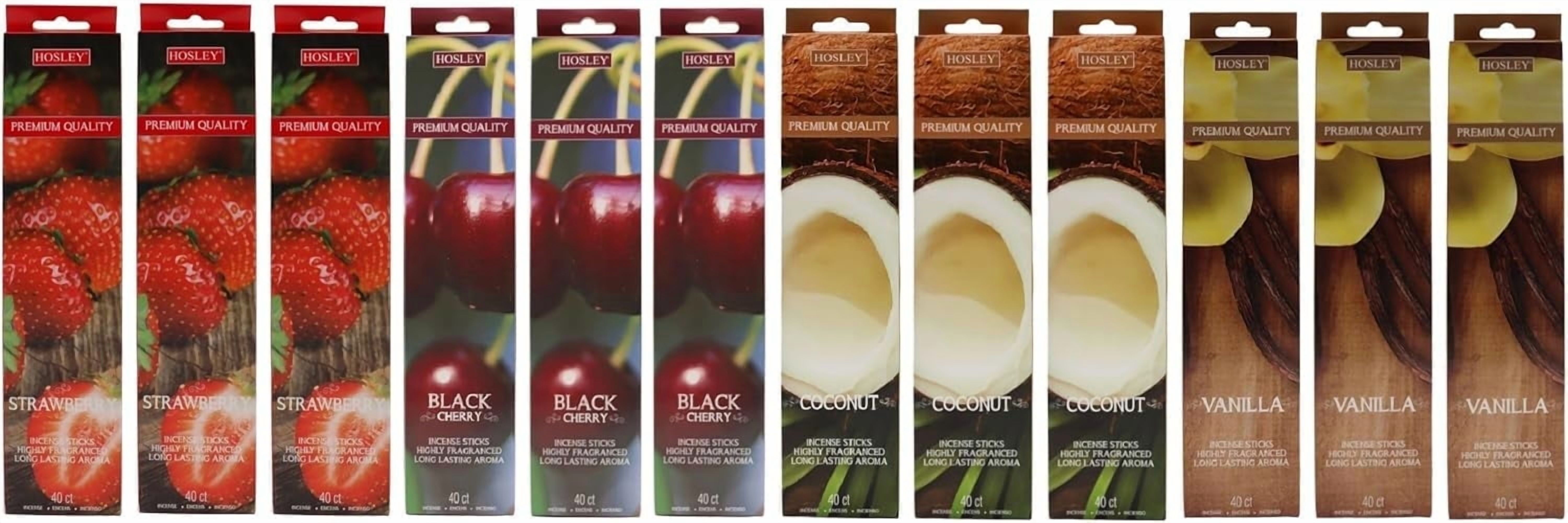 Hosley Aromatherapy 480 Pack Assorted Incense Sticks Black Cherry ...