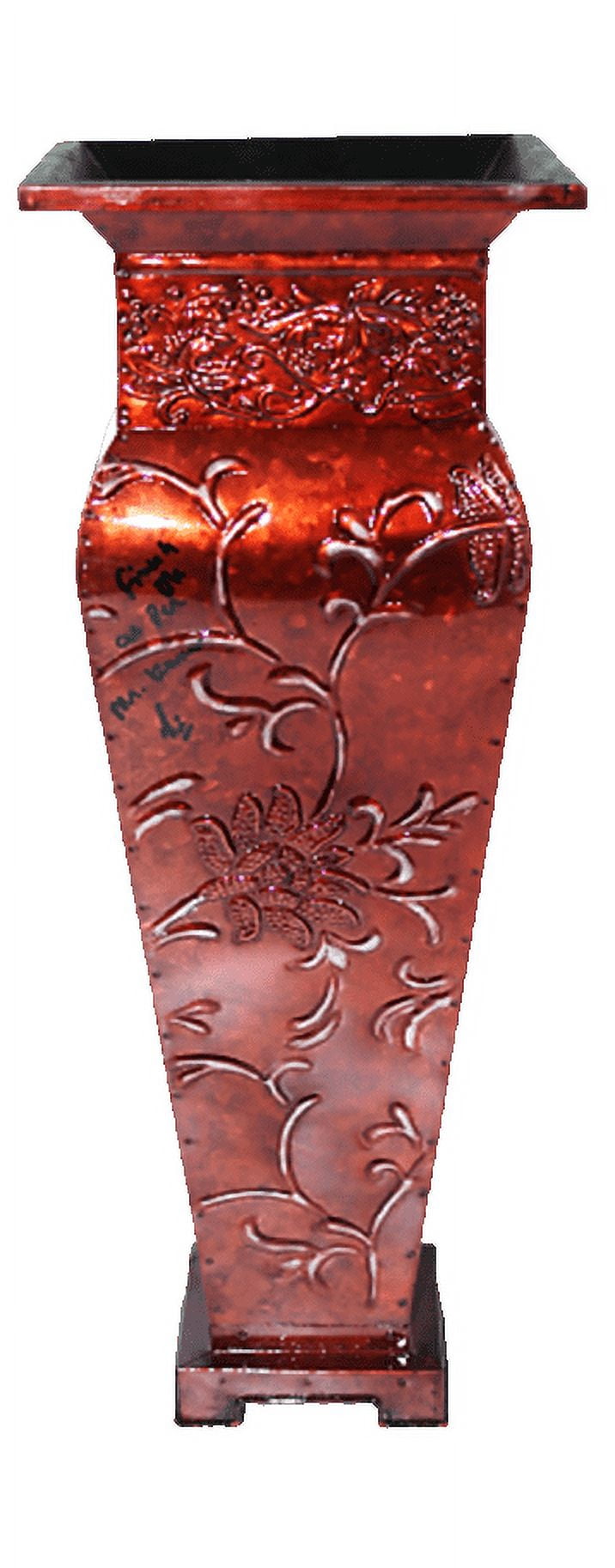 "Hosley 21"" Floor Decorative Red Embossed Vase, Metal Tall for ...
