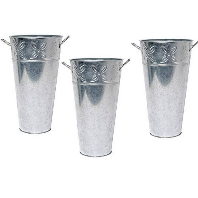 Hosley Metal Set of 3, 12 inch High Galvanized Vase - Walmart.com