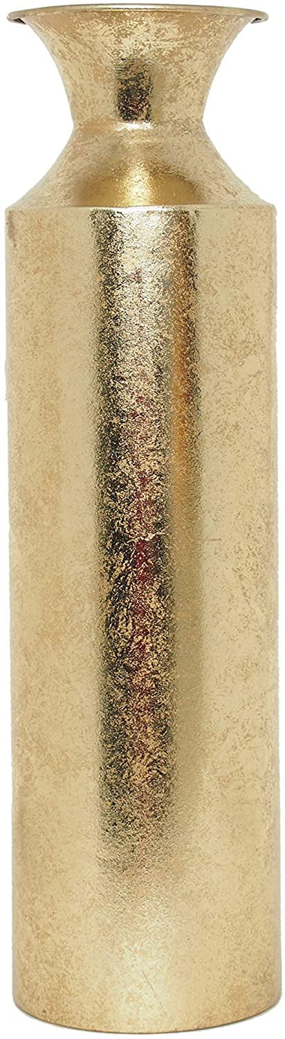 Hosley Plain 16 inch High, Decorative Gold Metal High Floor Vase ...