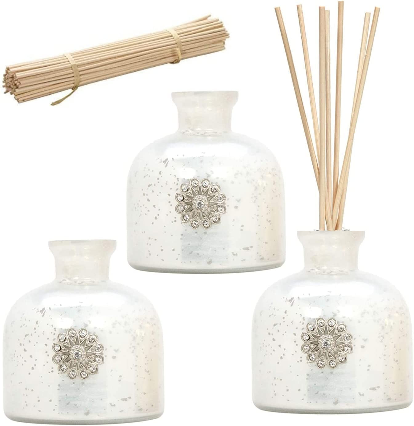Hosley Rattan Reed Diffuser, Mercury Glass Bottles, with Rattan ...