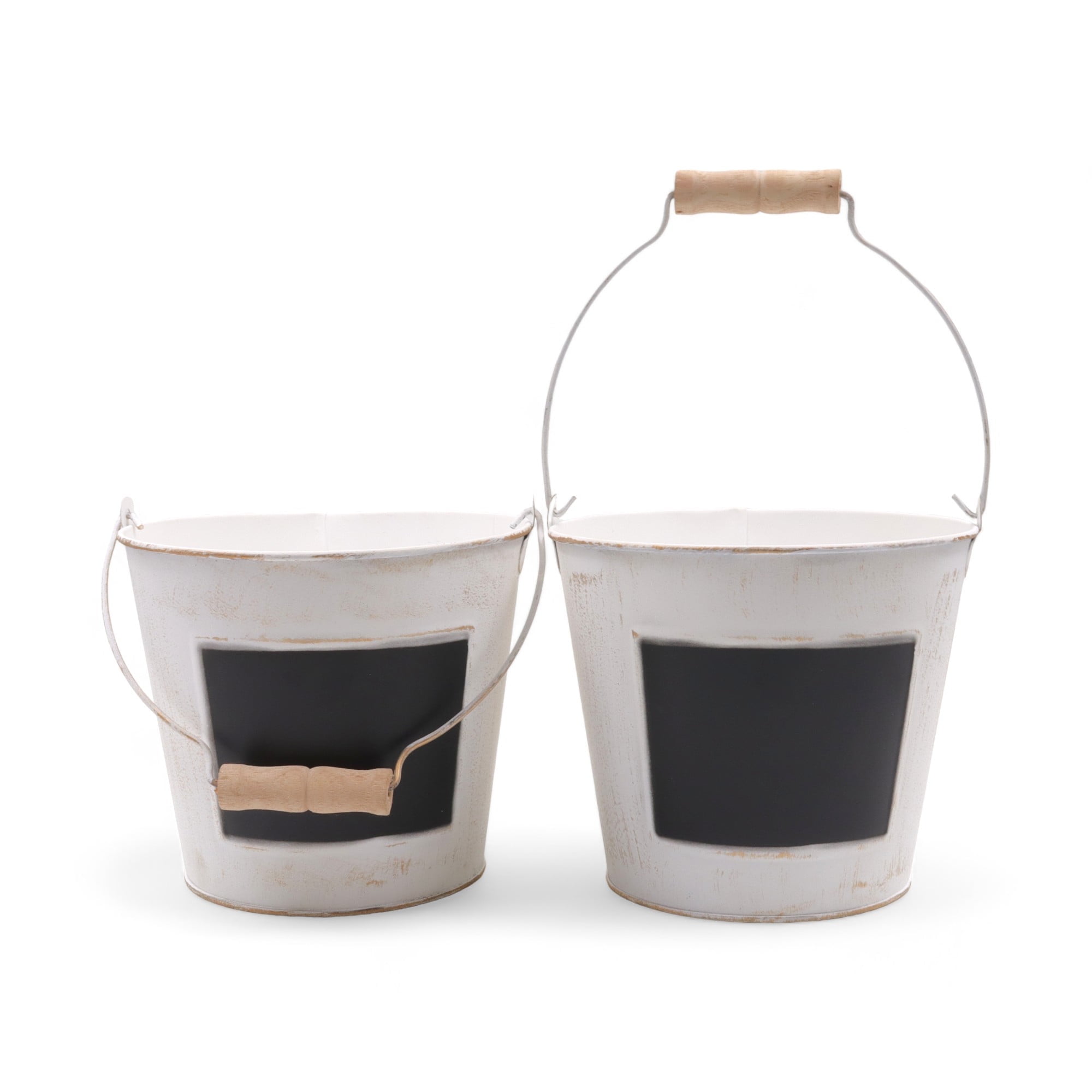 Hosley 2-Count White Metal Pail with Chalkboard and Plastic Liner, 7 ...