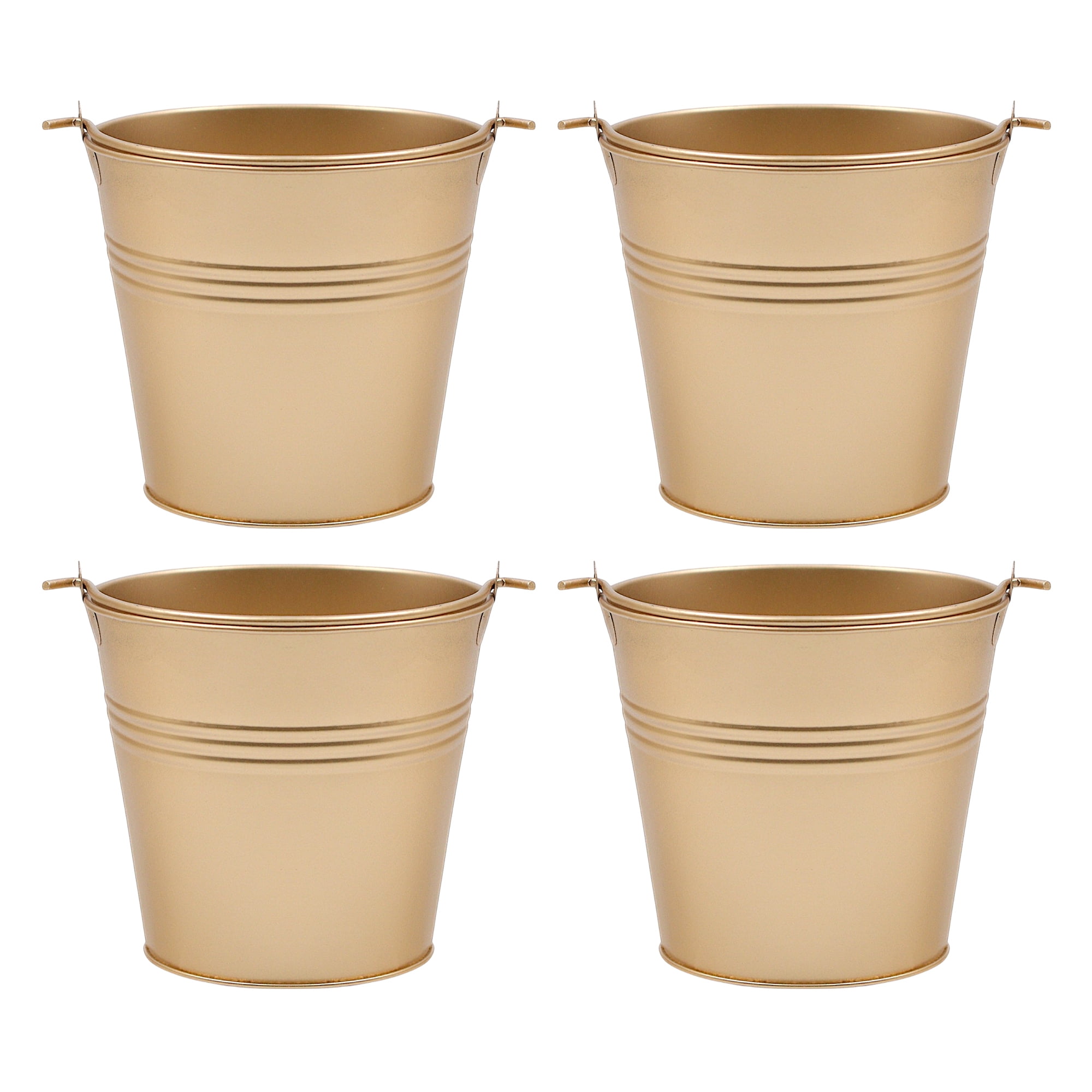 Hosley Set of 4 Gold Metal Bucket With Liner 3.66 Inch High. Ideal Gift ...