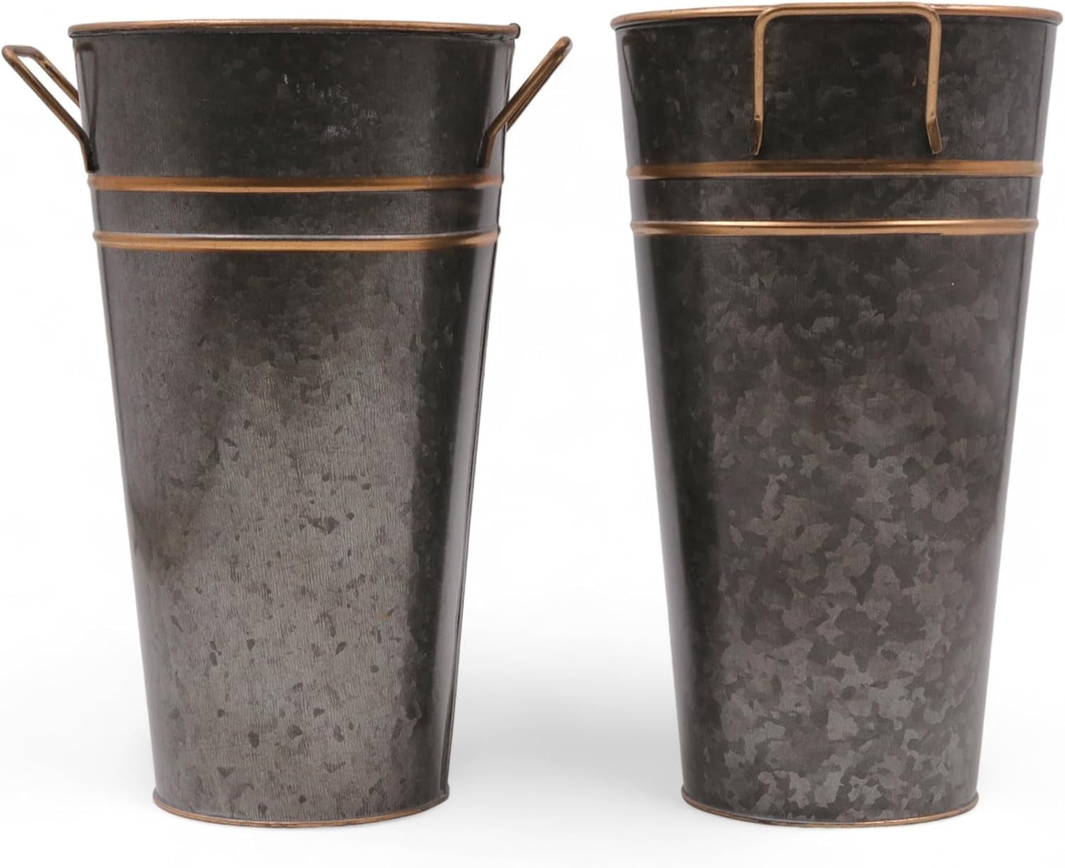 Hosley® Set of 2, 9In H Zinc Finish Bucket/Pot Vase with PVC Liner ...
