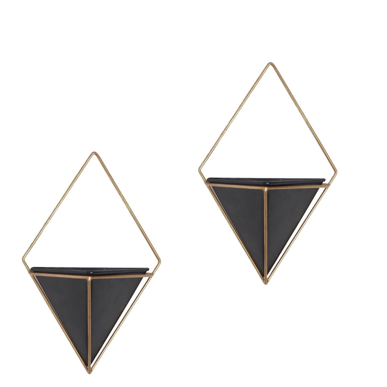 Hosley Set of 2 Black 11 Inch High Triangle Vases with PVC Linner ...