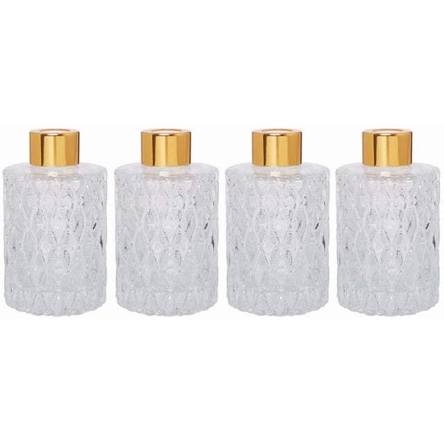 Hosley Set of 4 Mid Century Modern Clear Glass Diffuser Bottles 4 Inch ...