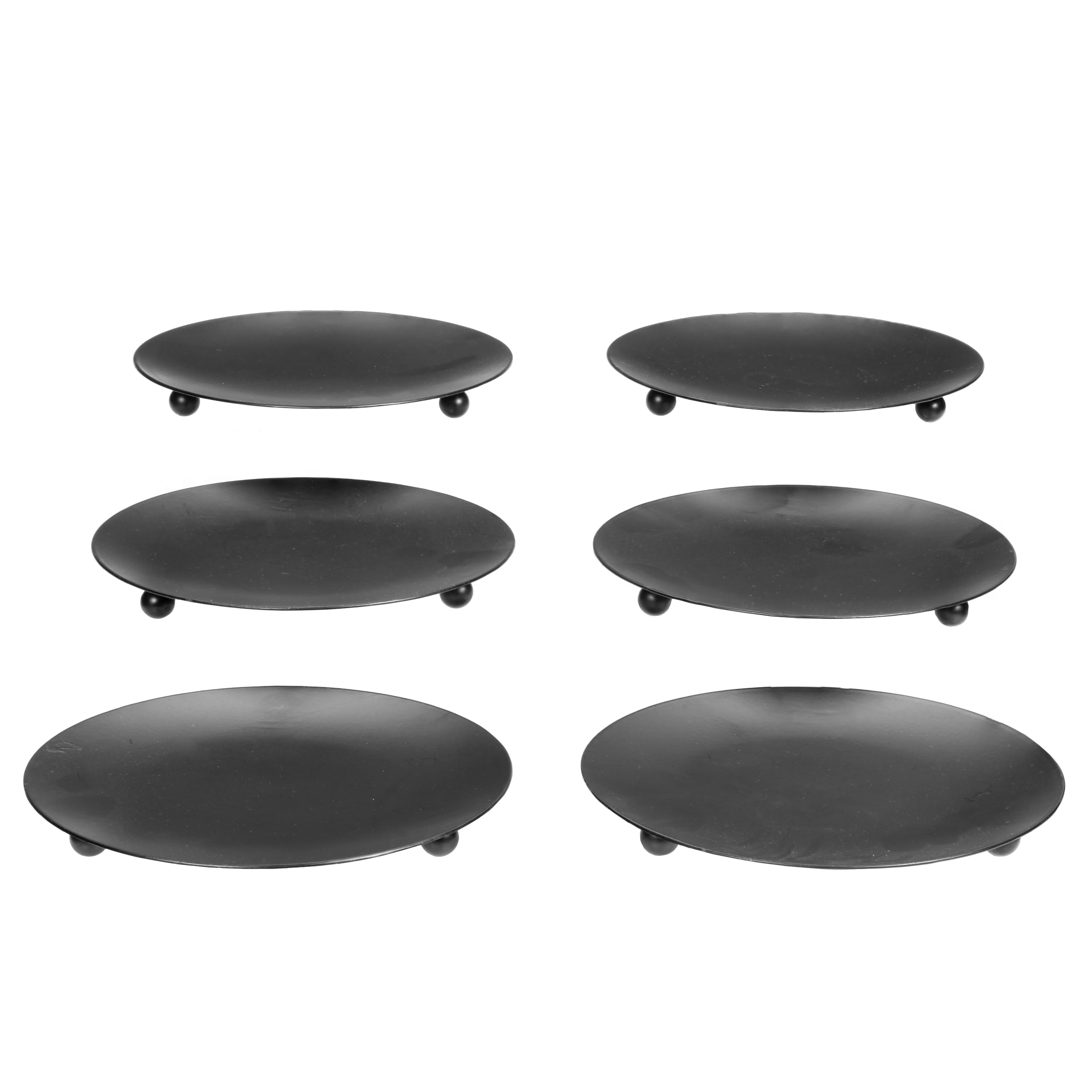 Hosley's Set of 6 Black Iron Candle Holder Pillar Plates, 7 Inch ...