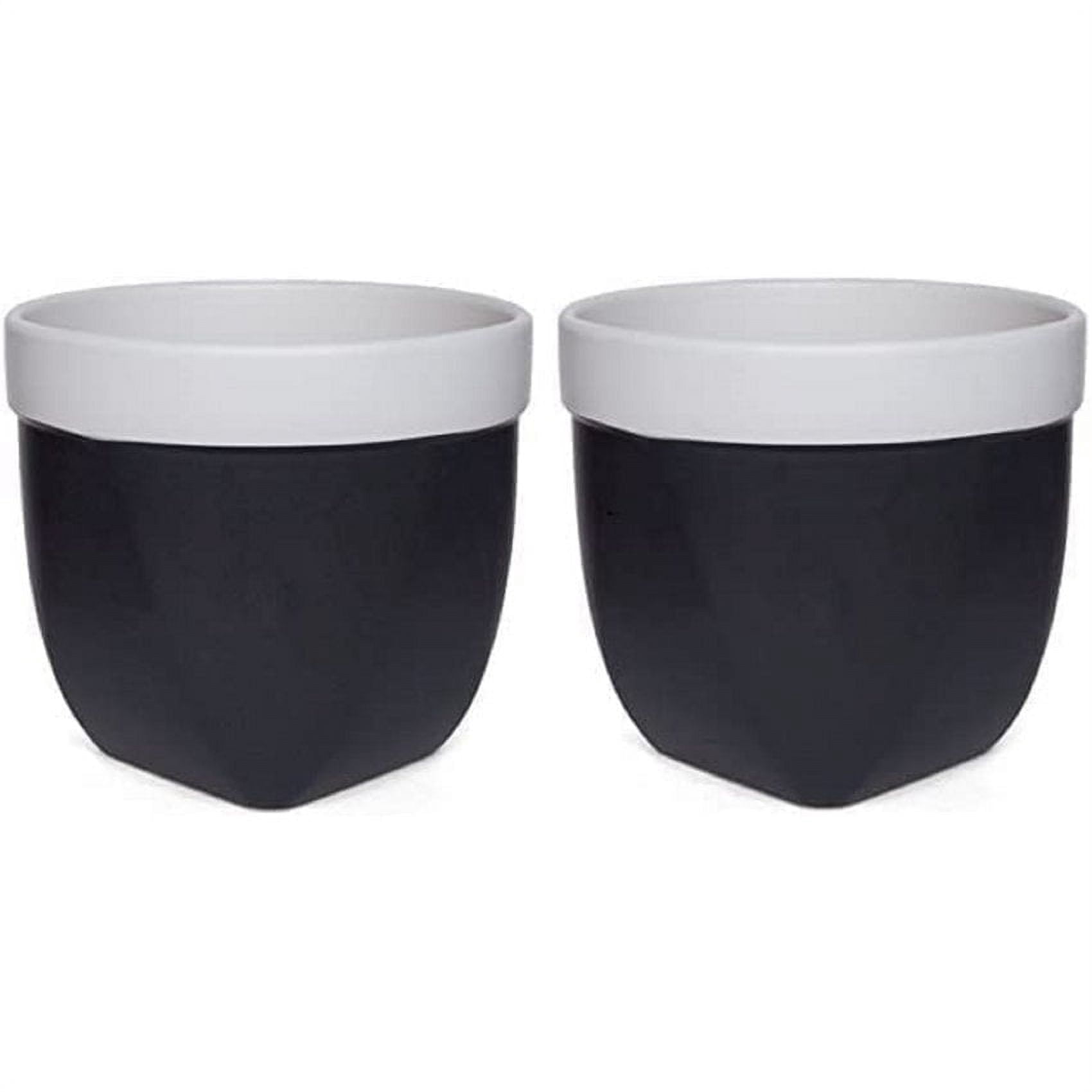 Hosley's Set of 2, Ceramic Pot Planter Set Black, 6" High - Walmart.com