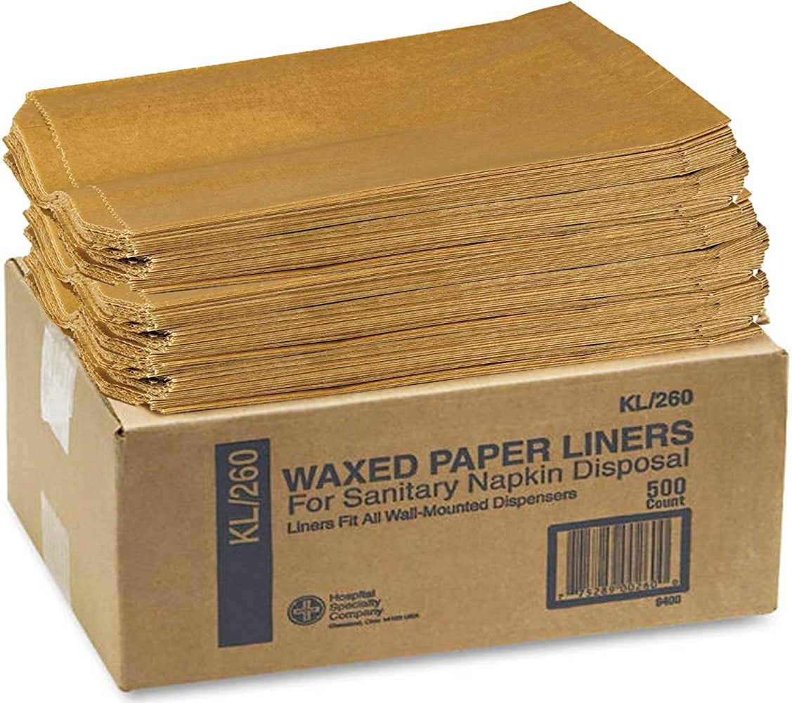 Hospeco Sanitary Napkin Receptacle Liner, Kraft Waxed Paper - 500 Bags ...