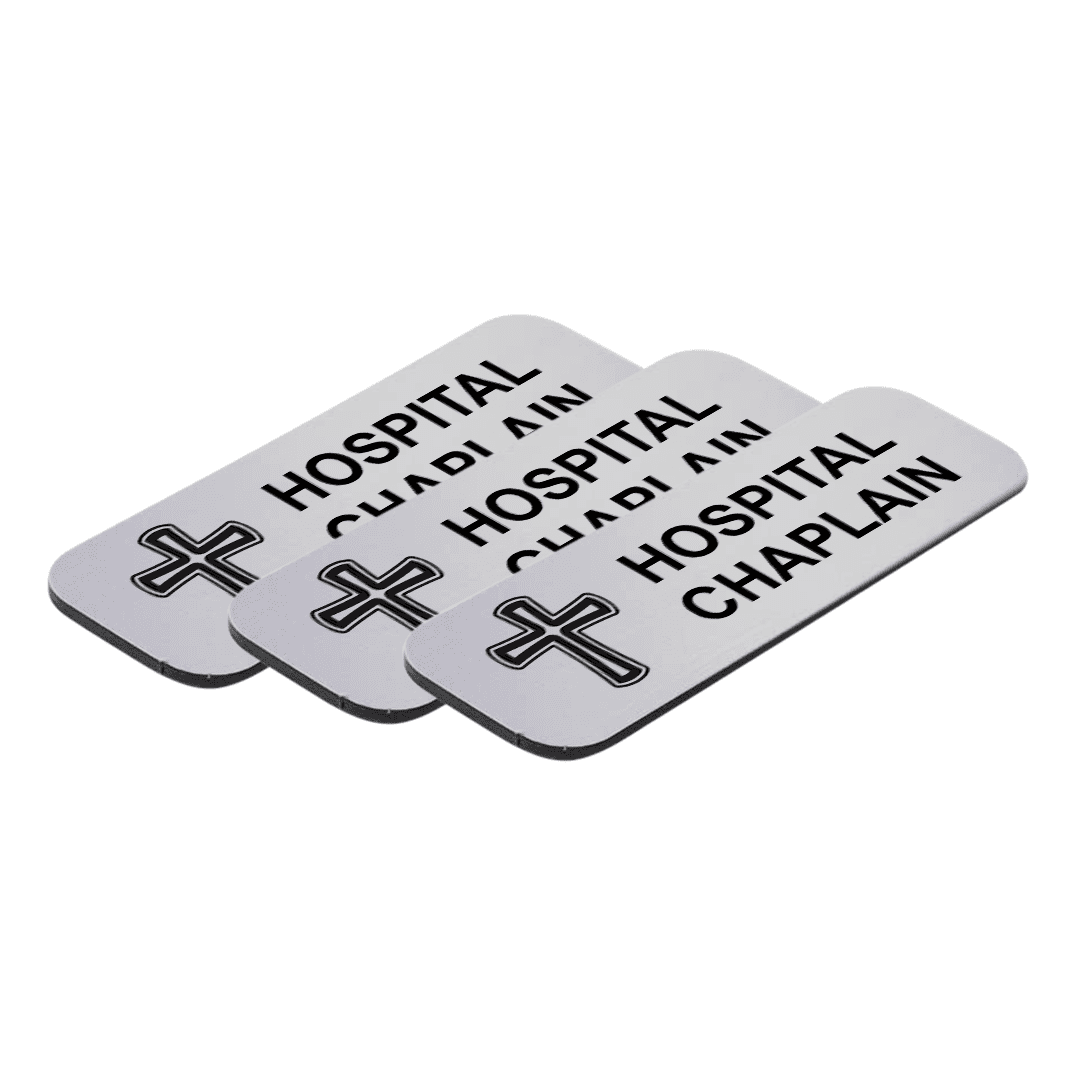 Hospital Chaplain 1 x 3" Name Tag/Badge, Silver, (3 Pack) - Walmart.com