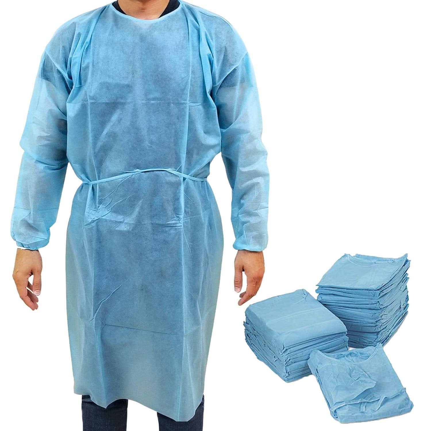 Blue, Disposable With Sleeves, Elastic Wrists, Disposable Isolation ...