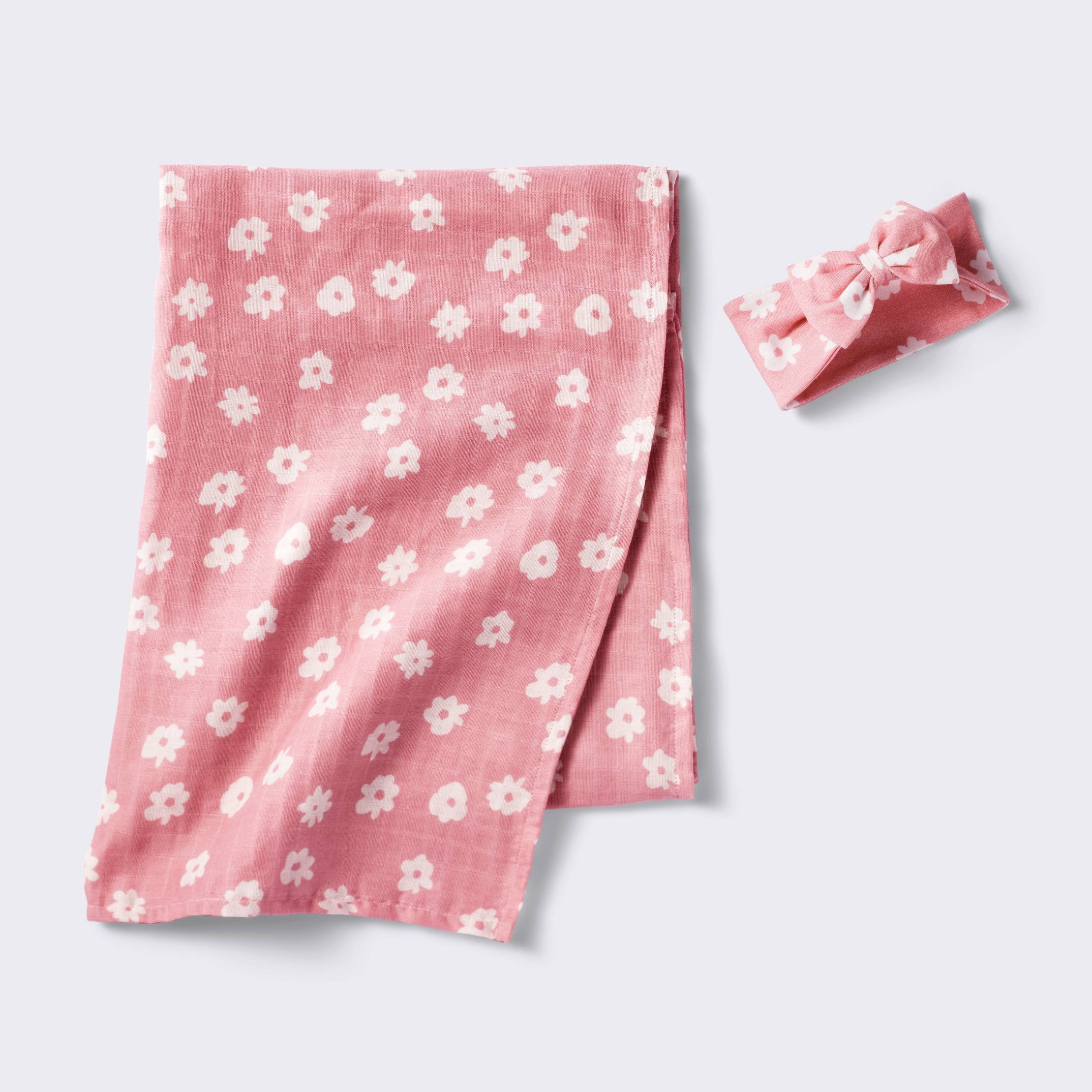 Hospital Muslin Swaddle and Headwrap Gift Set - Pink - Walmart.com