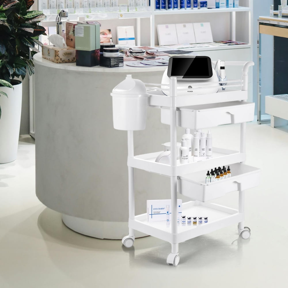 Hospital Postpartum Cart with Trash Cans, Medical-Grade 3-Tier Utility ...