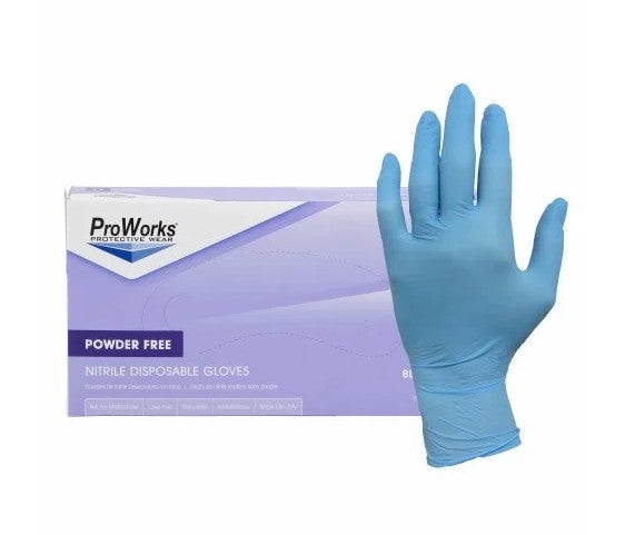 ProWorks Nitrile Powder Free 3 Mil Industrial Grade Gloves, Blue XL ...