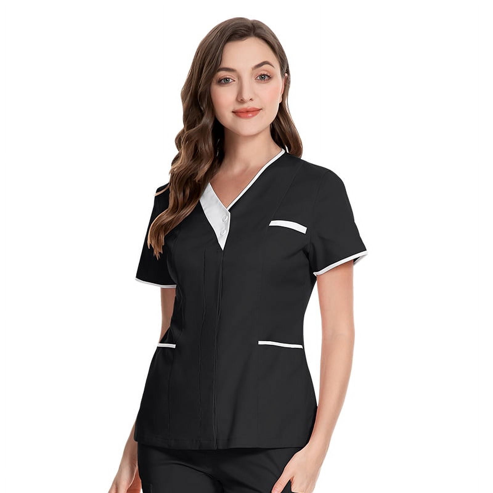 Hospital Surgical Gown Short Sleeve Doctor Nurse Gown Cotton V-Neck ...
