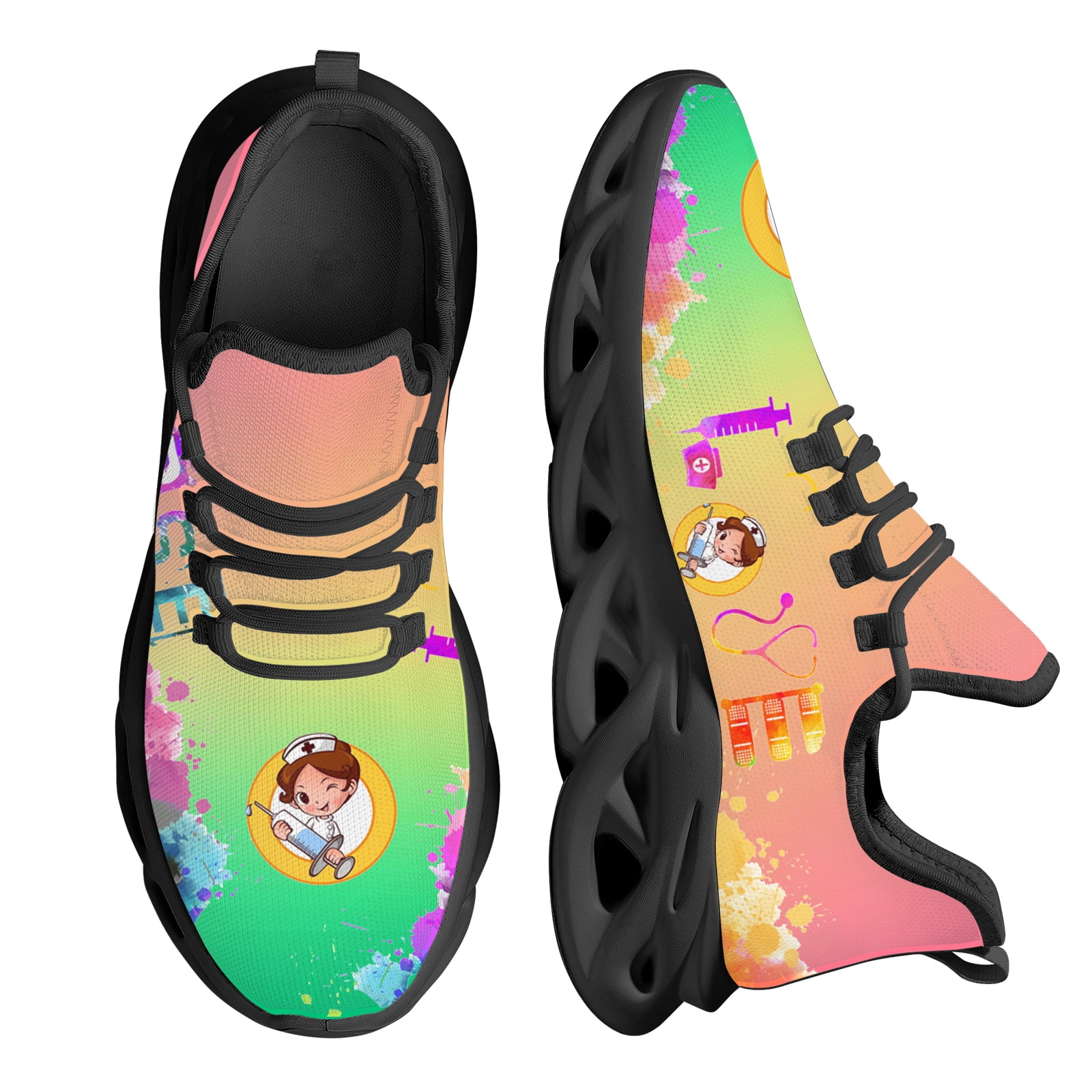 Hospital Worker Shoes Nurse Girls Gradient Print Women's Platform ...