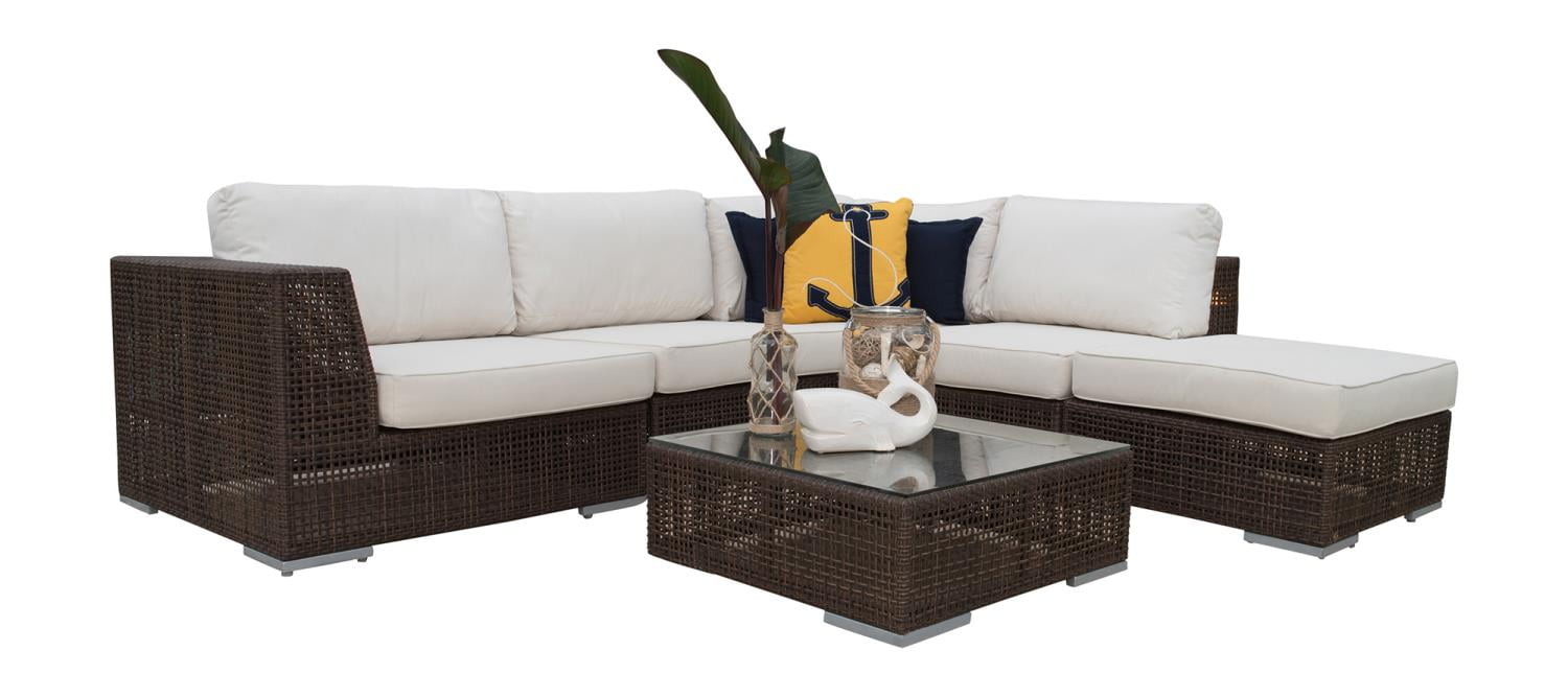 Hospitality Rattan 6-Piece Modular Sectional Set 903-1321-JBP-6SEC-GL/SU-706 - Walmart.com