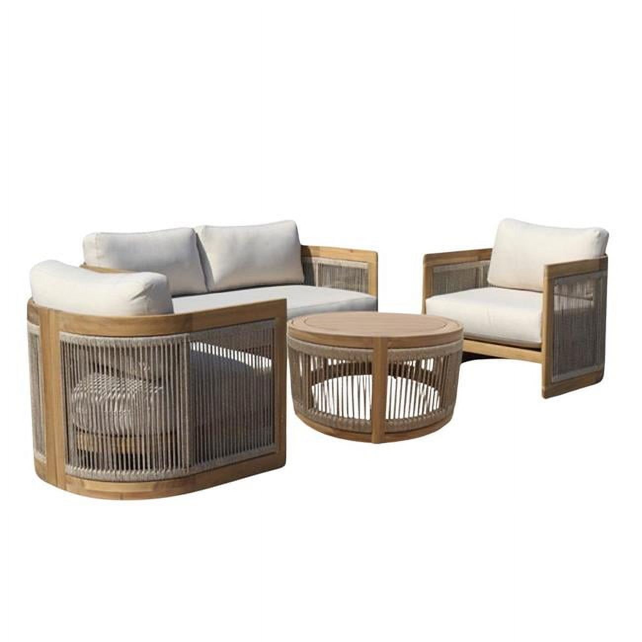 Hospitality Rattan Patio PRP-8001-NAT-4PC-SU-760 Compass Cay Loveseat ...
