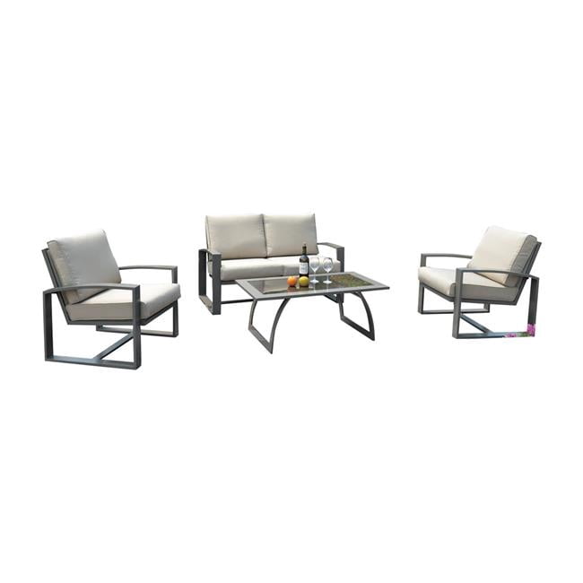 Hospitality Rattan Patio PRP-8501-GRY-4PC-SU-727 Moldova Seating Set ...