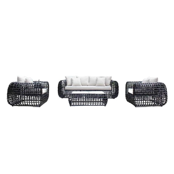 Hospitality Rattan Patio PRP-8801-BLK-4PC-SU-706 Monte Carlo Seating ...