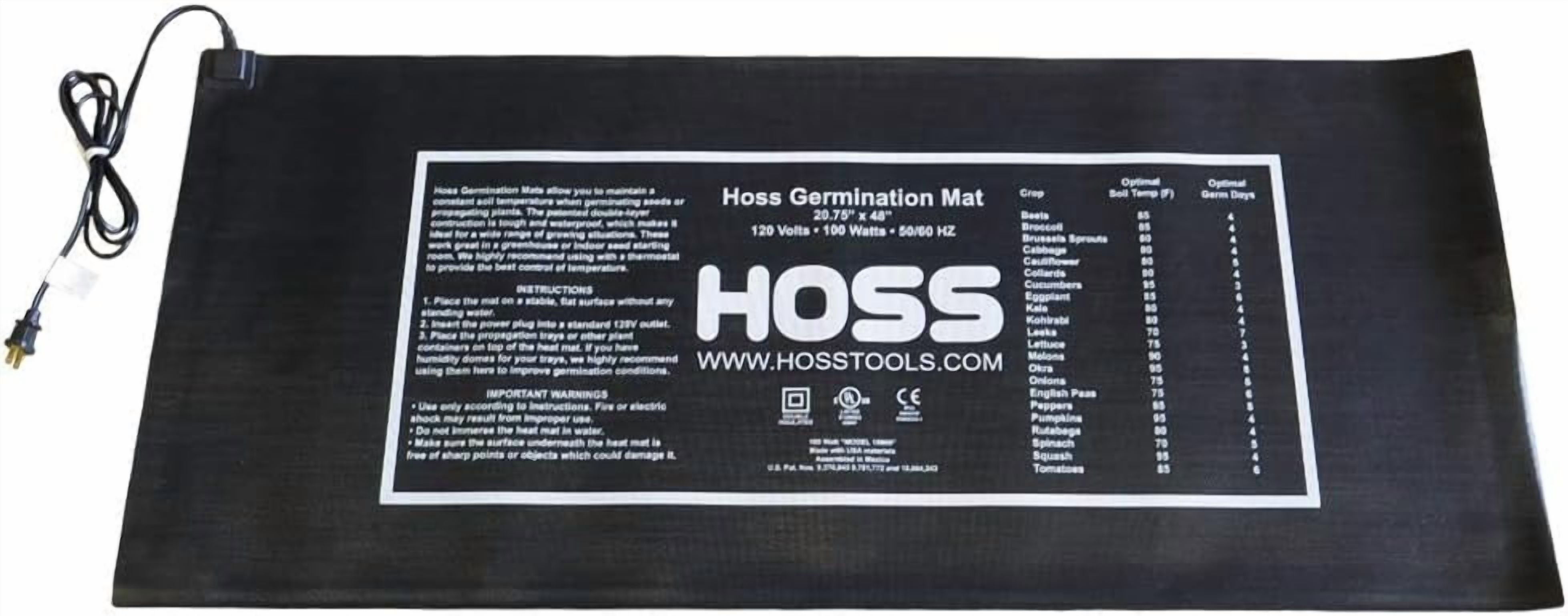 Hoss Germination Mat | 100 Watt | 20.75" x 48" | Heavy-Duty Seed ...