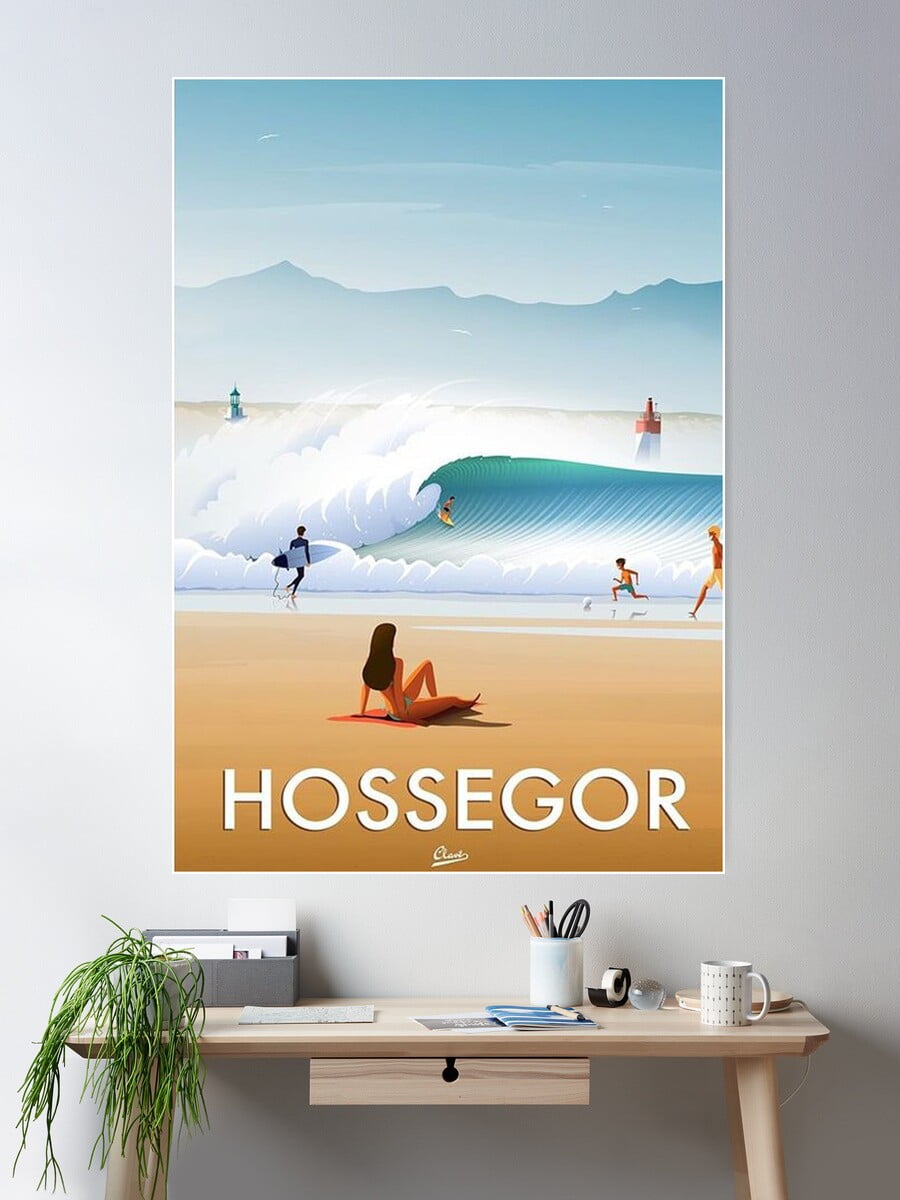Hossegor Surfing Poster Wall Art, Modern Wall Decor For Living Room ...