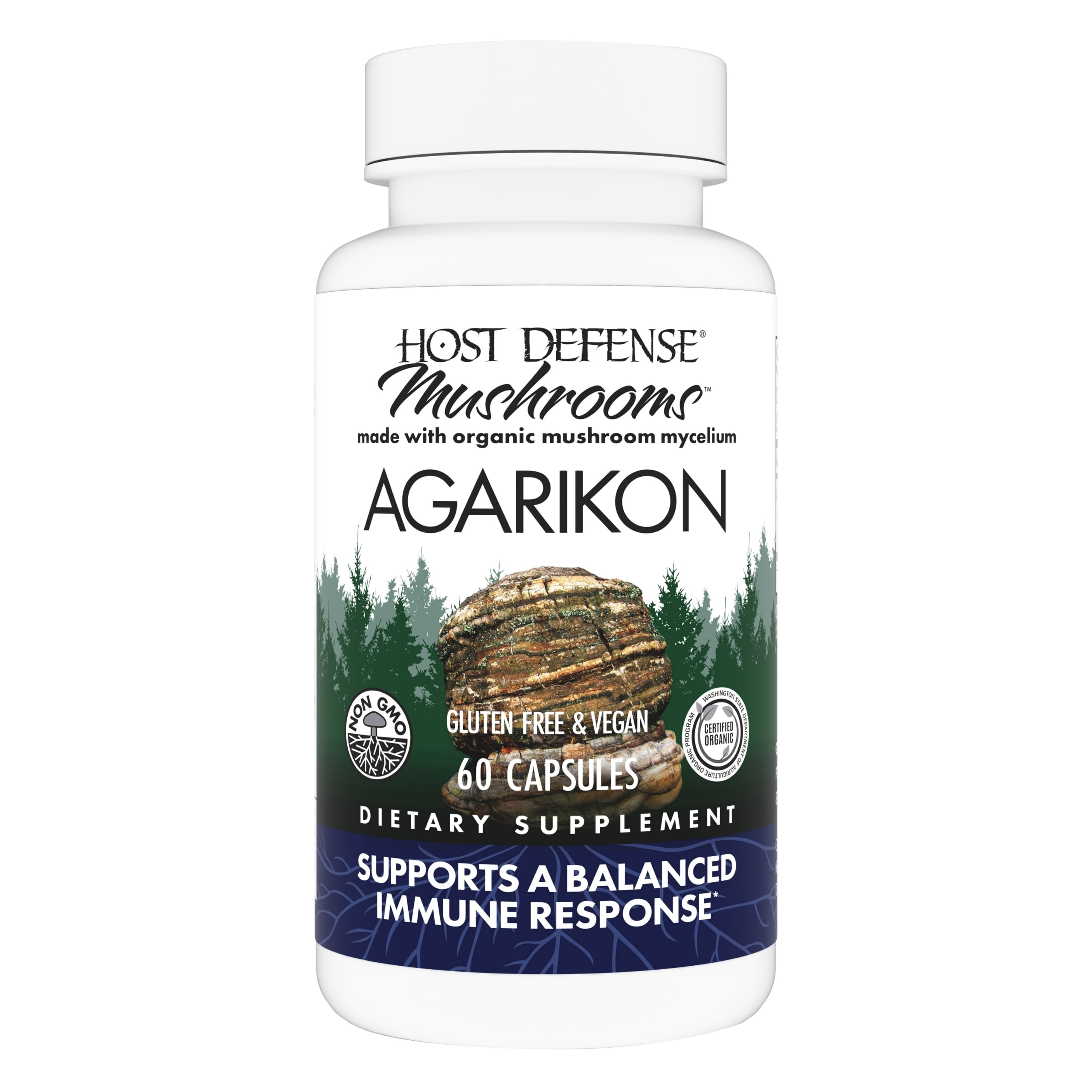 Host Defense Organic Agarikon Mushroom Supplement Capsules - 60 ...