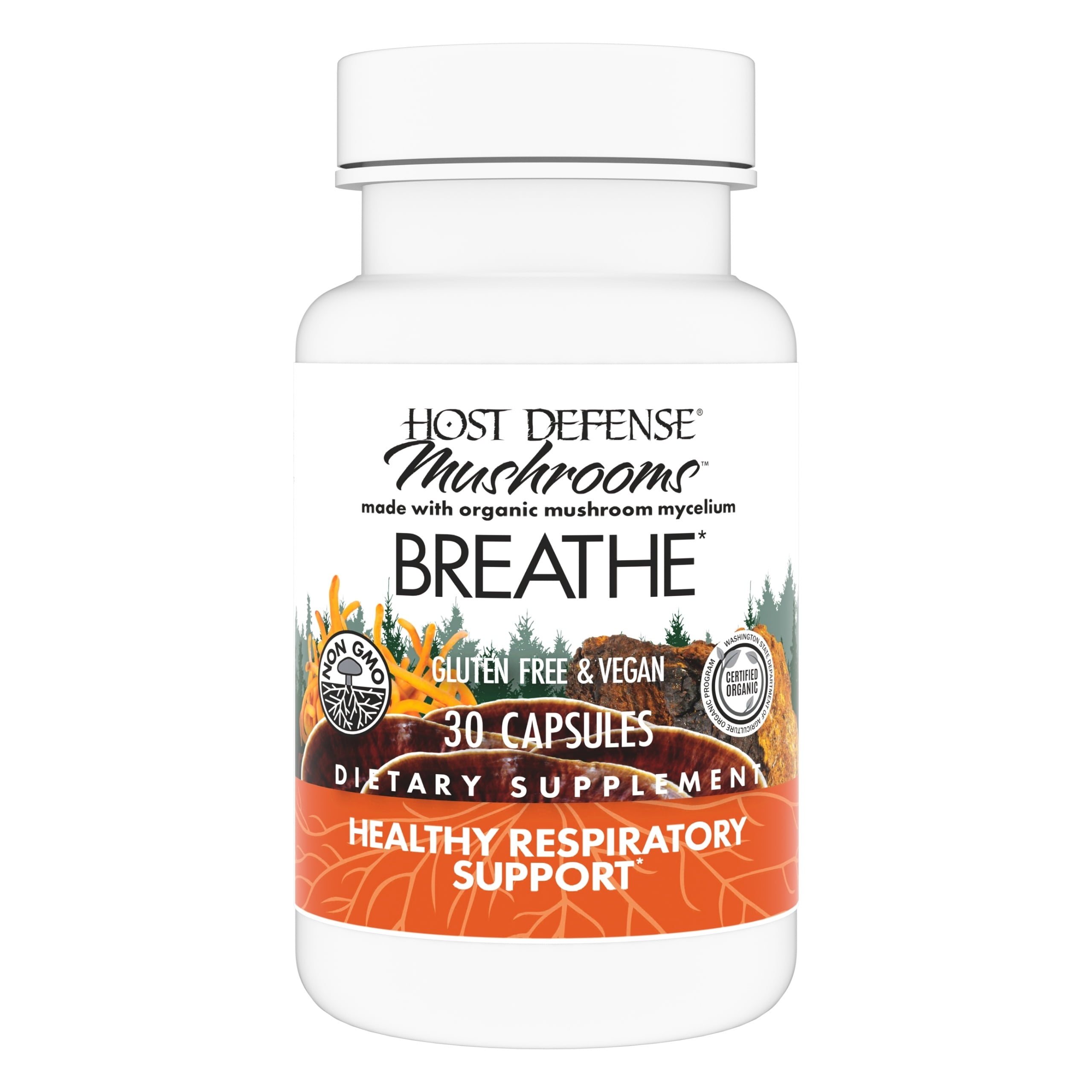 Host Defense Lung Health Supplement - Breathe* Capsules for Respiratory ...