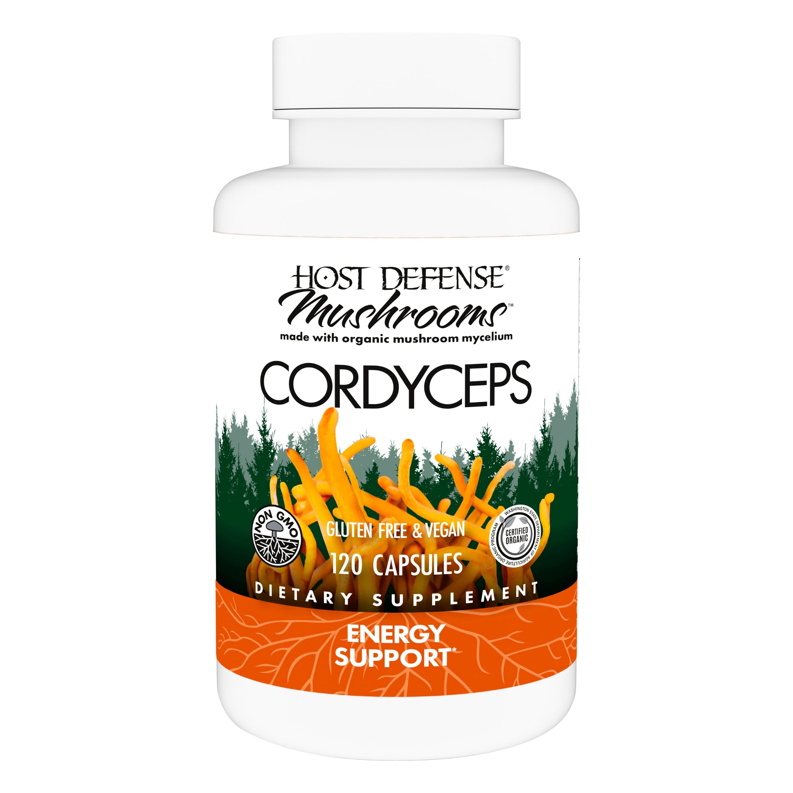 Host Defense Real Organic Cordyceps Capsules, Energy & Stamina Support ...
