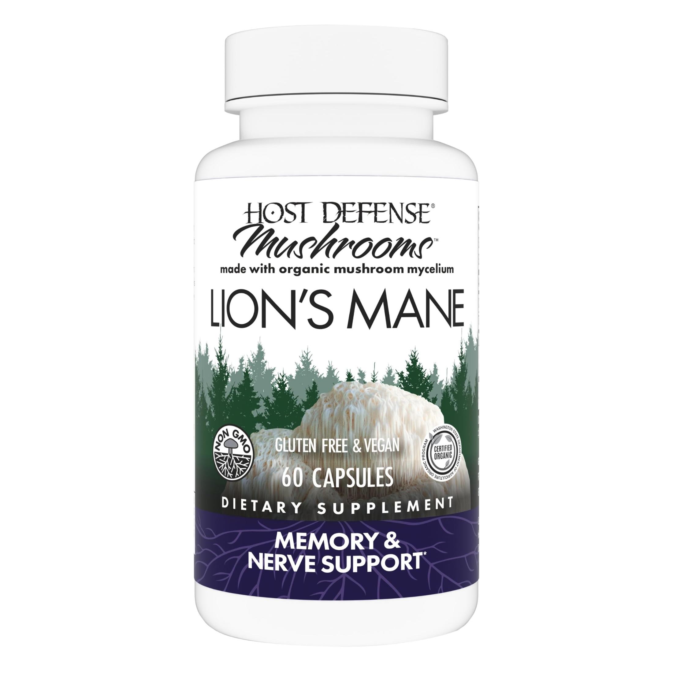 Host Defense Mushrooms Lion's Mane Capsules, Brain Health, Focus ...