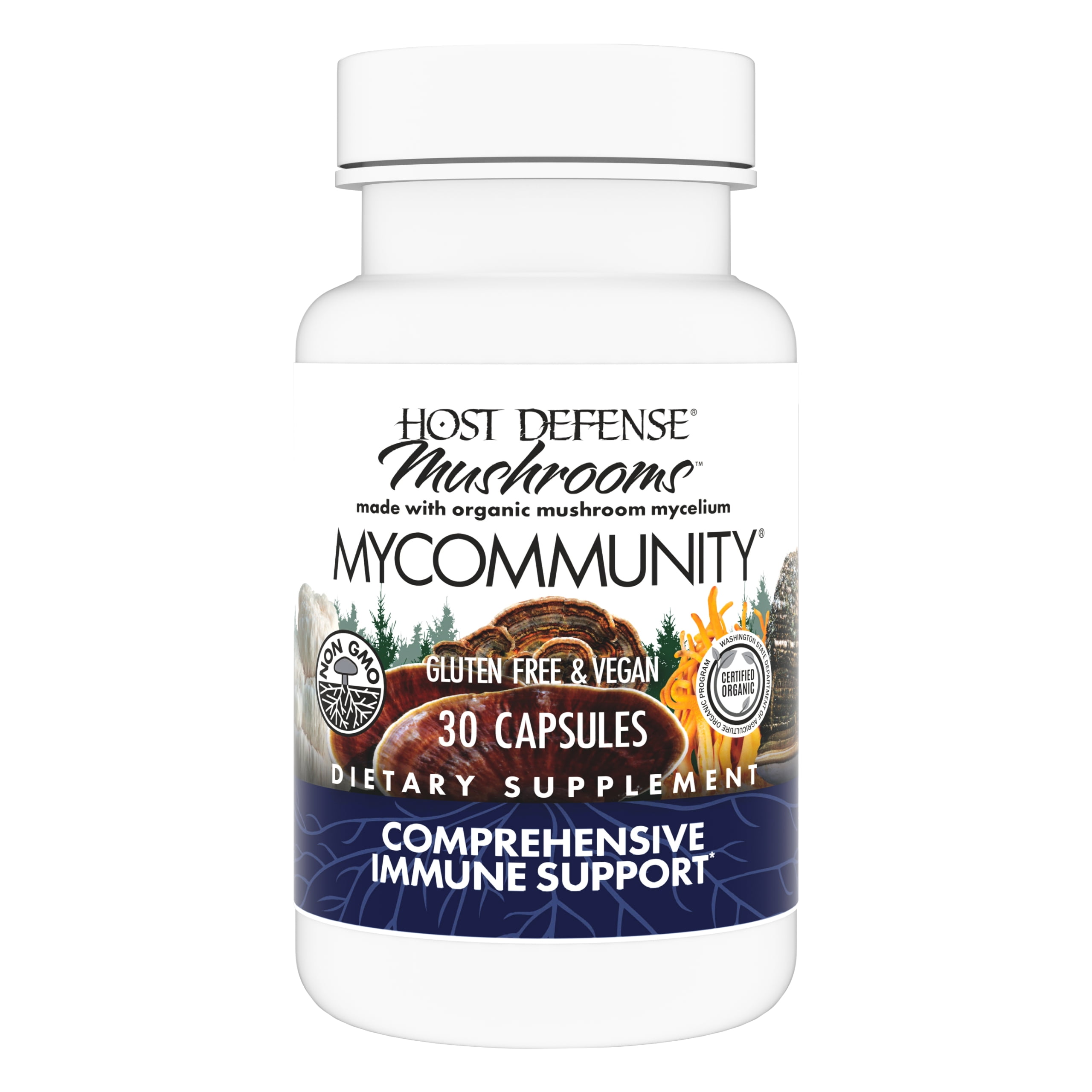 Host Defense Mushrooms MyCommunity Capsules, 17-Species Mushroom Supplement for Immune Support ...