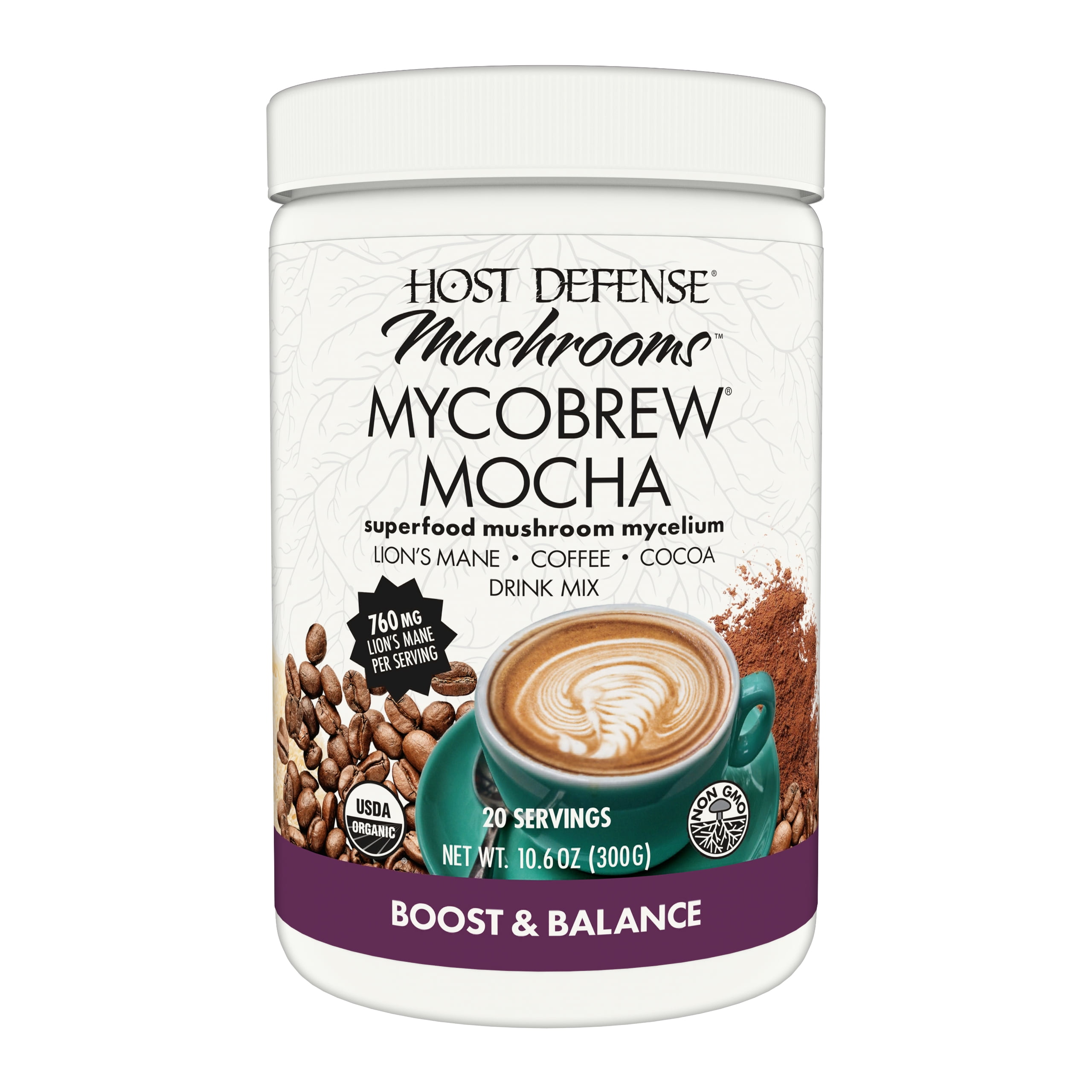 Host Defense Mushrooms Mocha Drink Mix 10.5 oz with Lion's Mane Organic ...