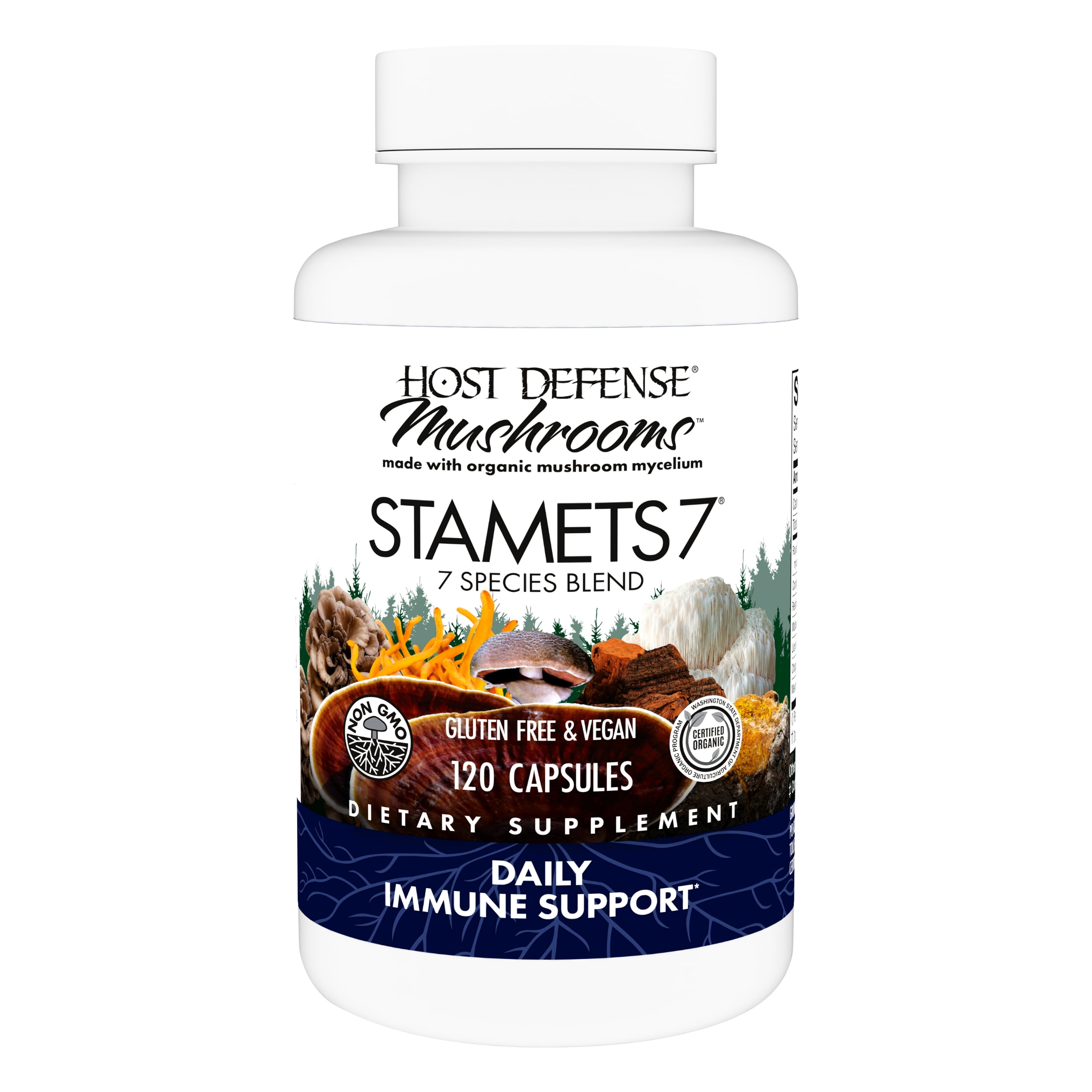 Host Defense Organic Stamets 7 Mushroom Blend - 120 Capsules (60 ...