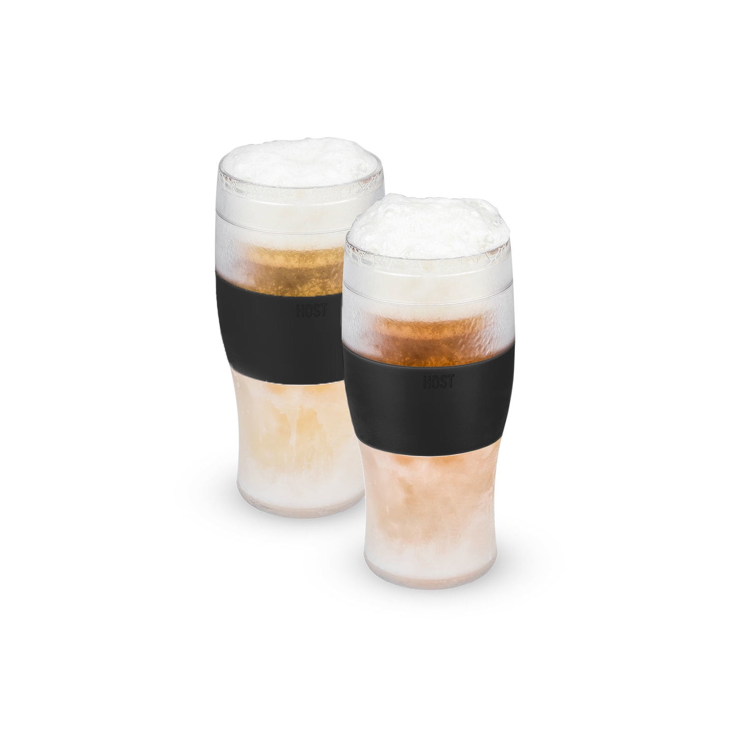 HOST FREEZE Insulated Pint Glasses, 16 oz Freezer Glass Set of 2, Black ...