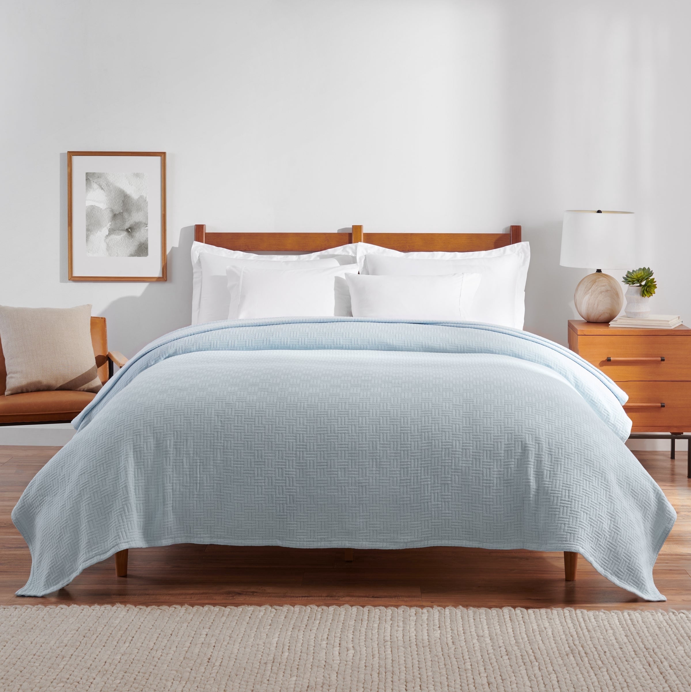 Host & Home Cotton Basketweave Bed Blanket, Lightweight, King Size ...