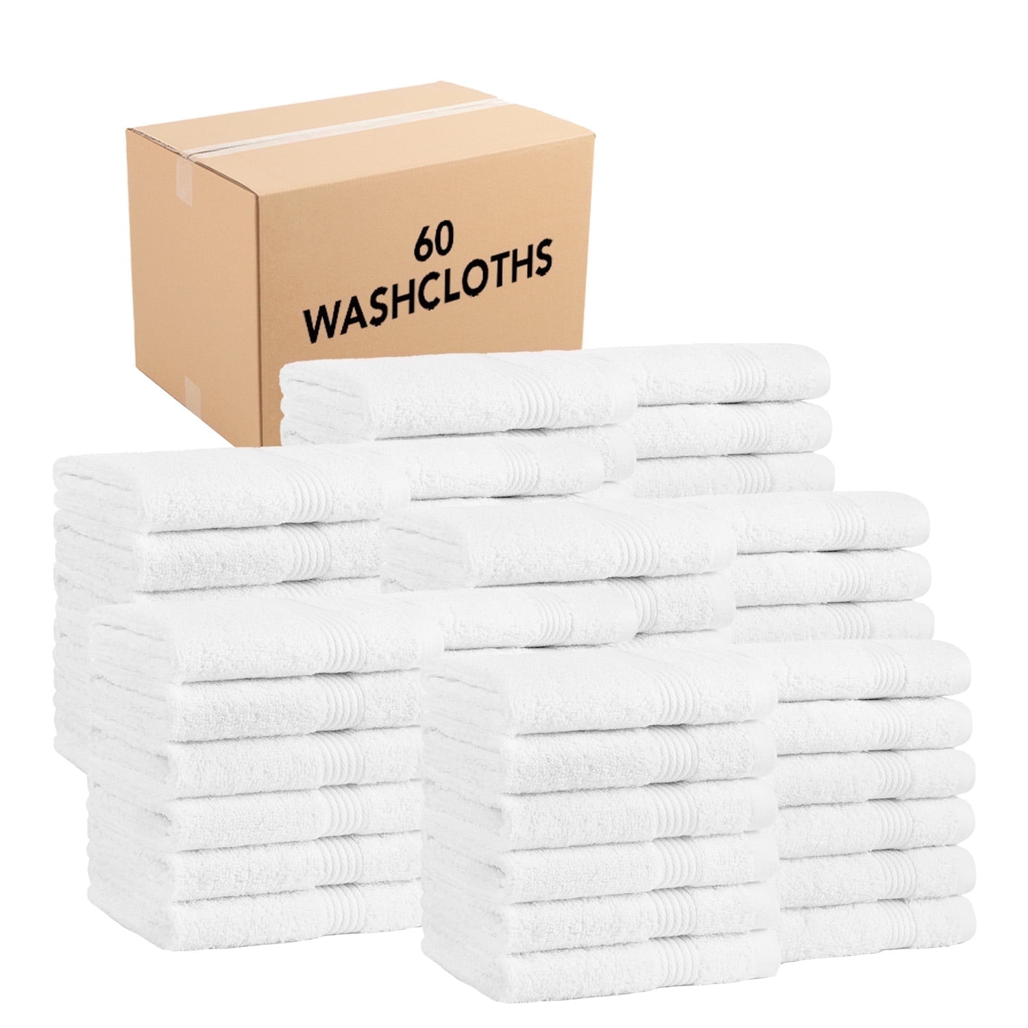 Host & Home Cotton Wash Cloths (Bulk Case of 60) - 13x13 in., Soft ...