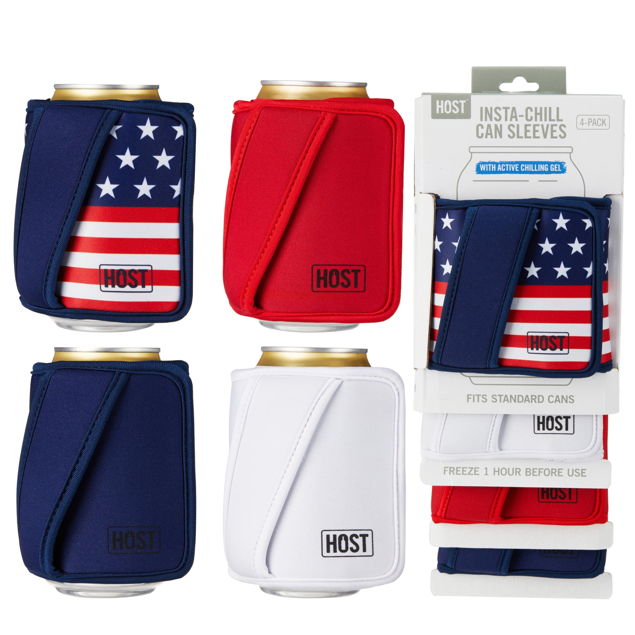 Host Insta-Chill Standard Can Sleeve for Beer, Juice, Set of 4 ...