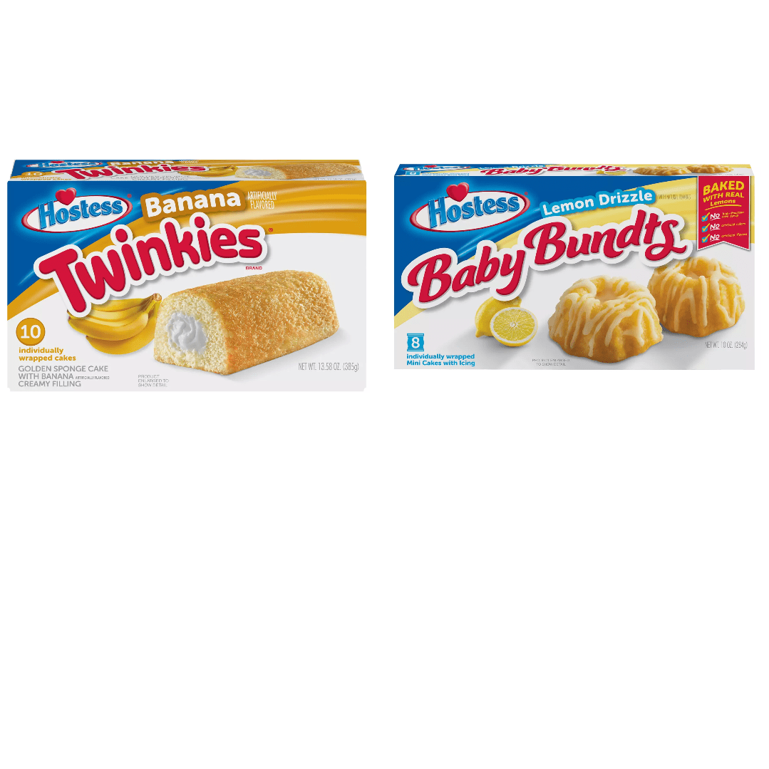 Hostess Banana Twinkies 10ct&Hostess Lemon Drizzle Baby Bundts ...