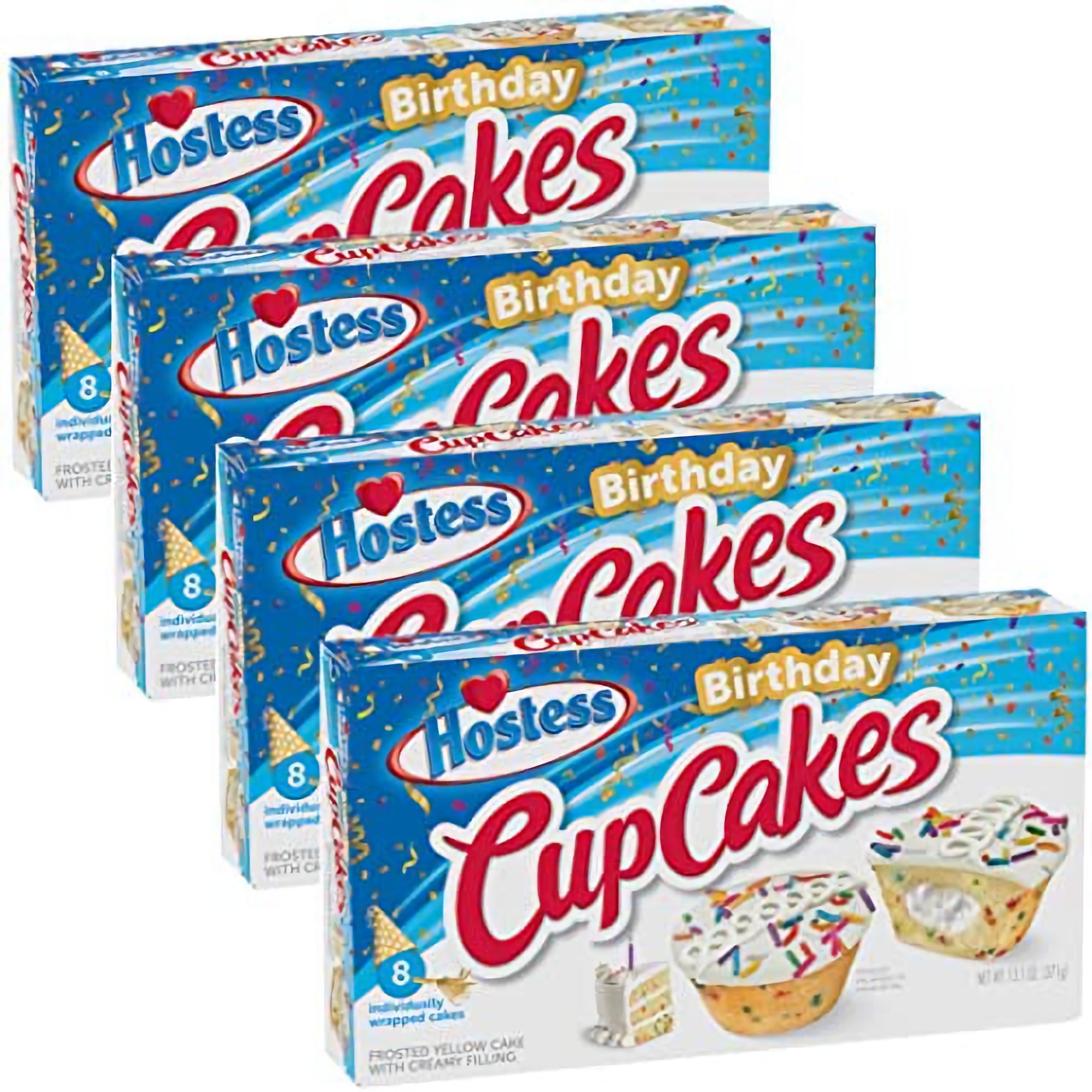 Hostess Birthday Cupcakes Bulk Value Pack | 13.1 Oz Box of 8 | Pack of ...