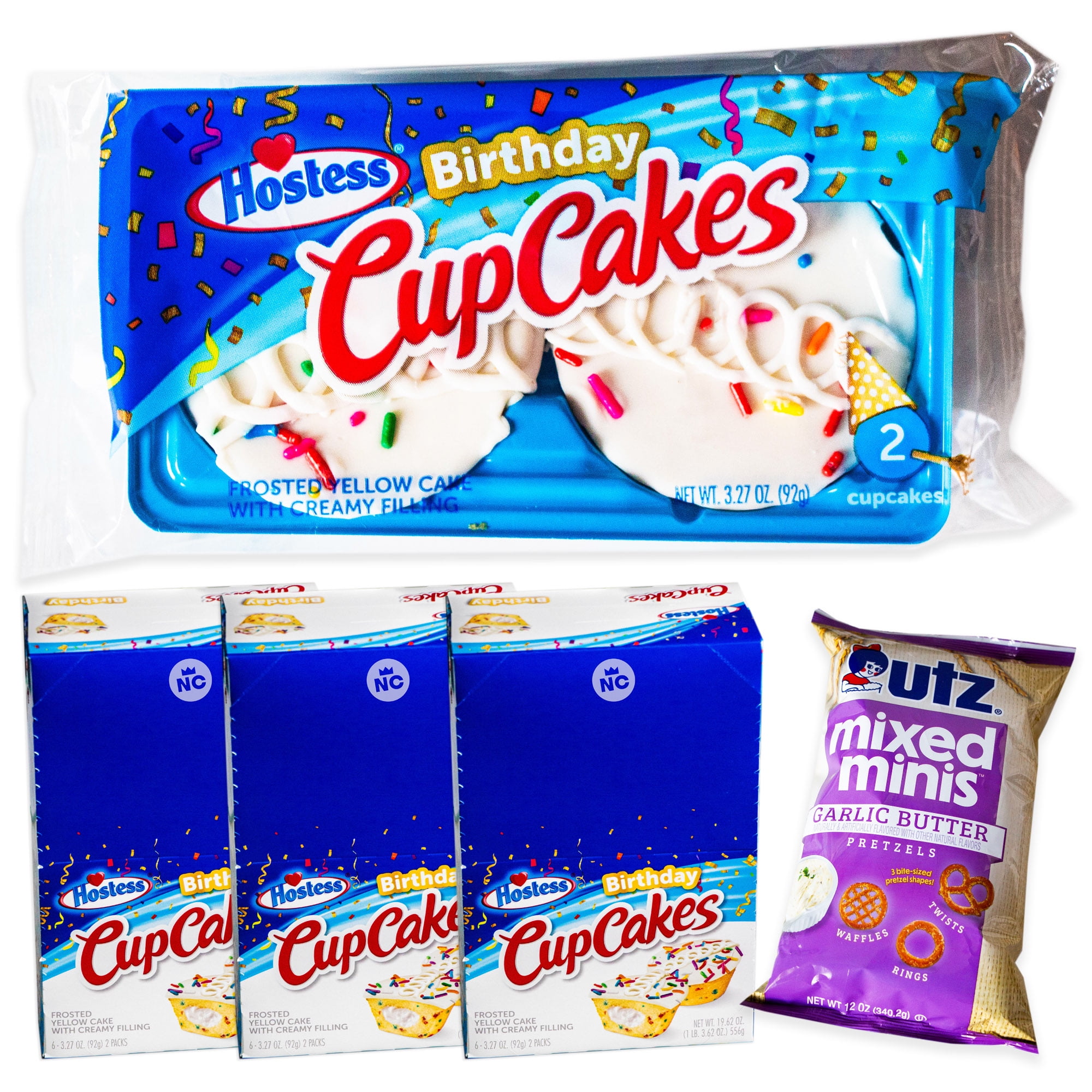 Hostess Birthday Cupcakes Single Serve (18ct, double packs) - Mixed ...