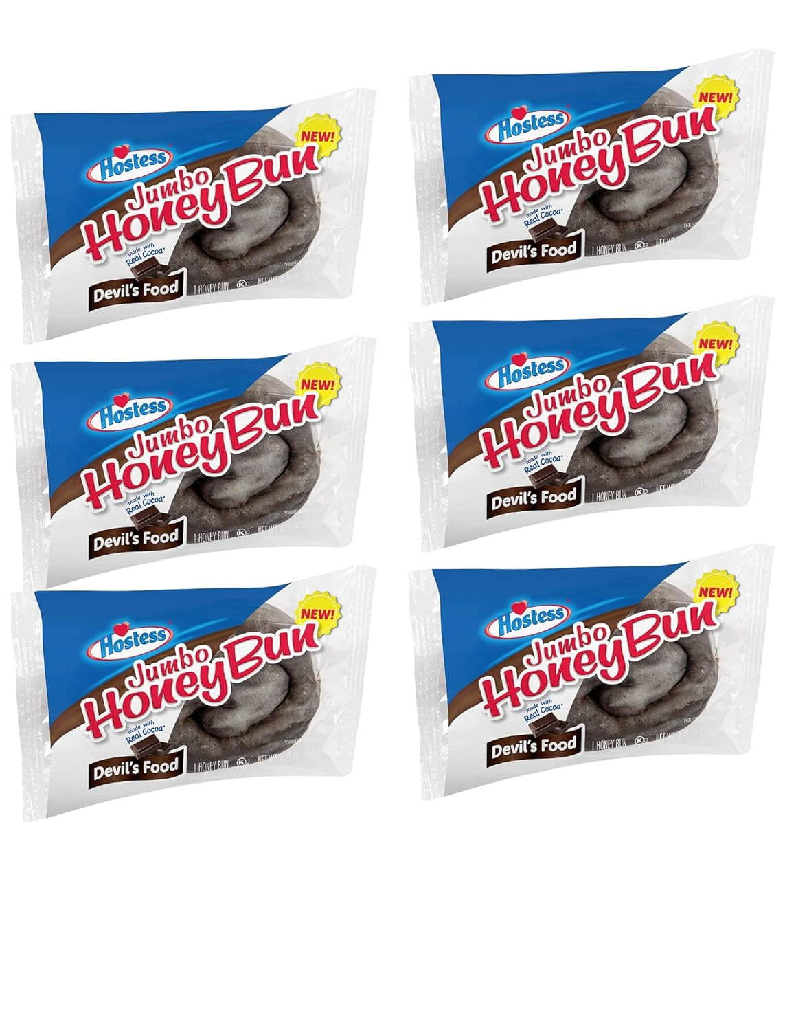 Hostess Bun Snack Cakes 4 oz Pack of 6 ( Devils Food Bun) - Walmart.com