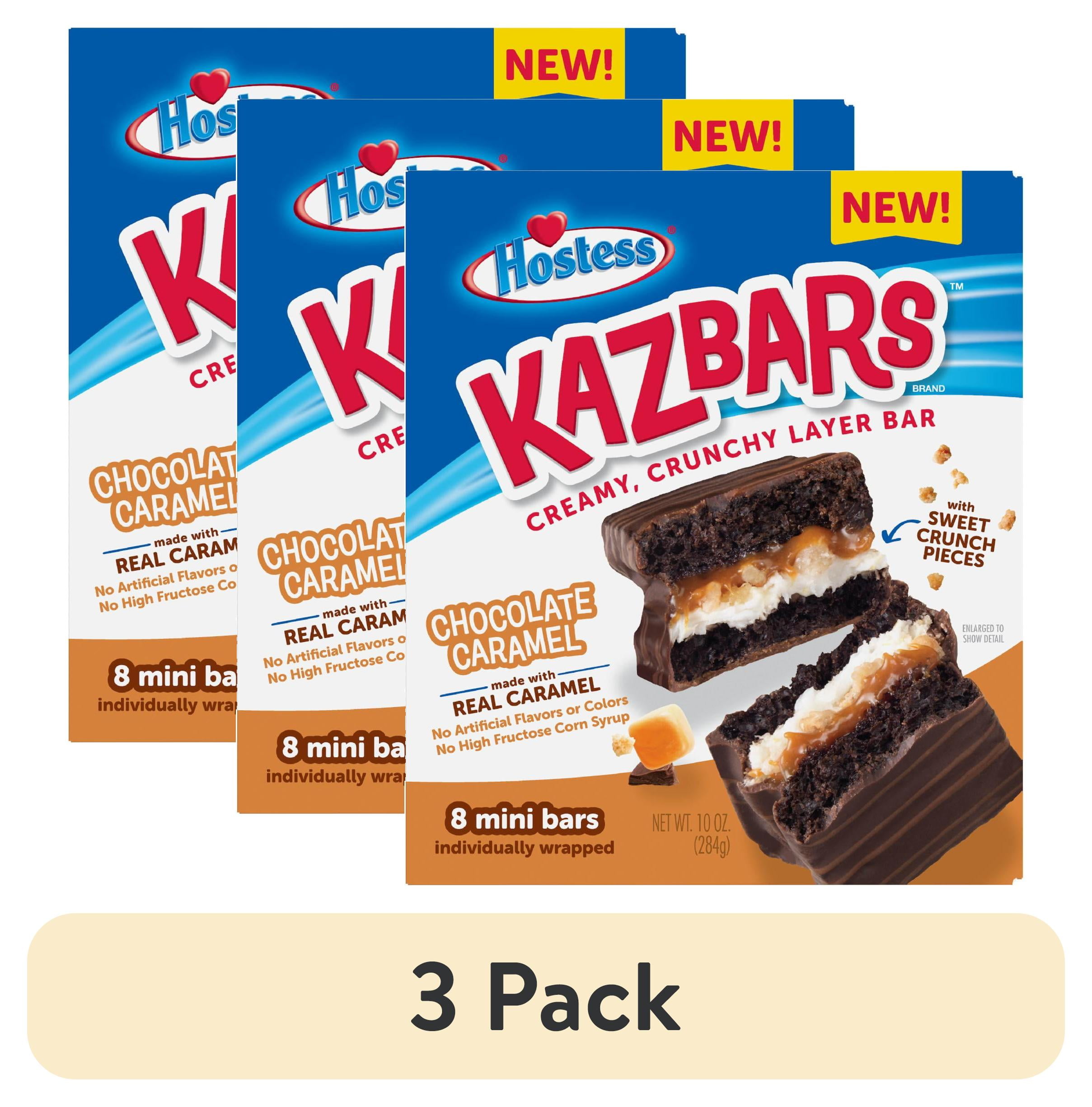 (3 pack) Hostess Chocolate Caramel Kazbars Bar, Individually Wrapped, 8 ...